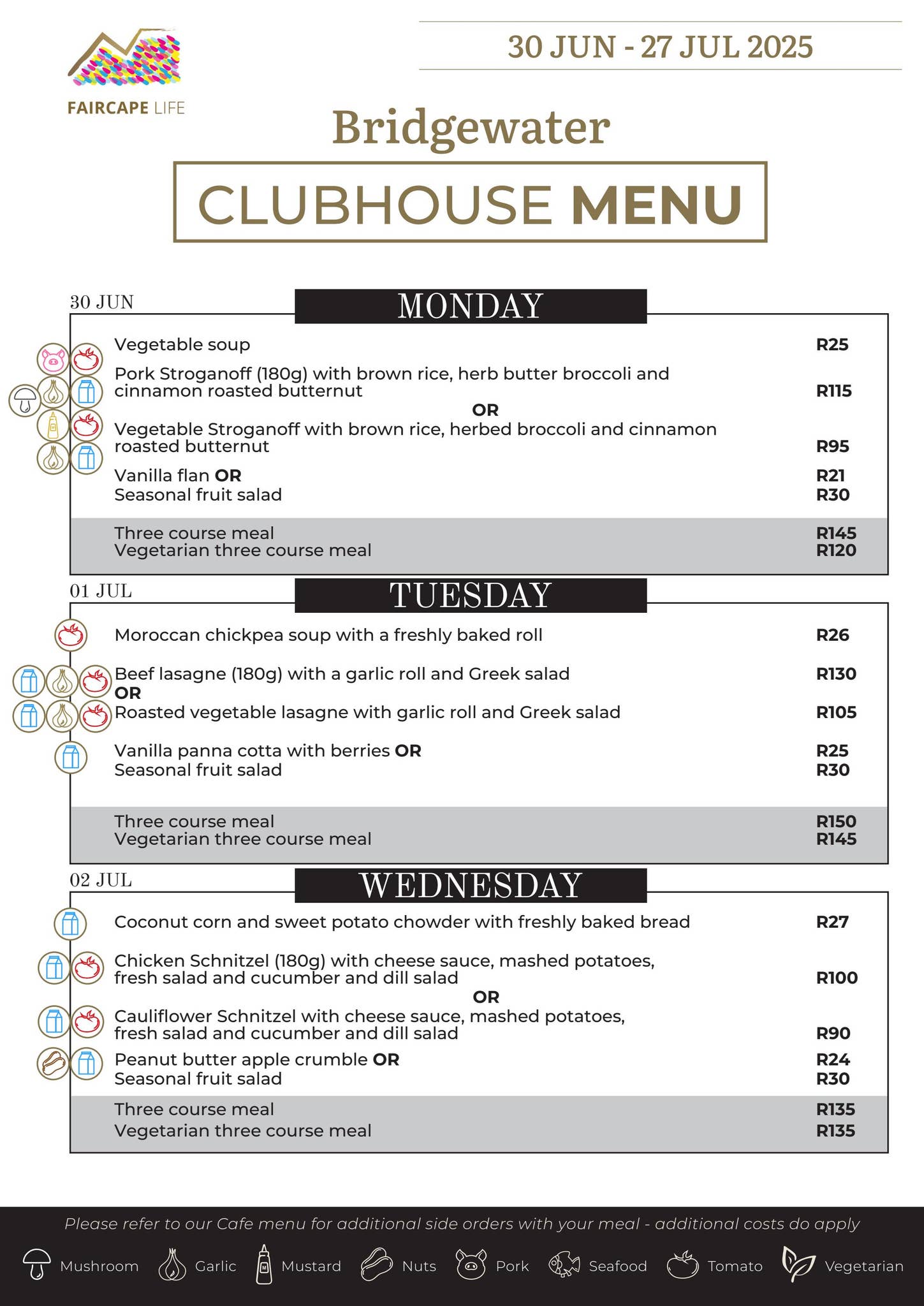 Clubhouse Menus | Bridgewater | July 2025 by Faircape-Group - Issuu