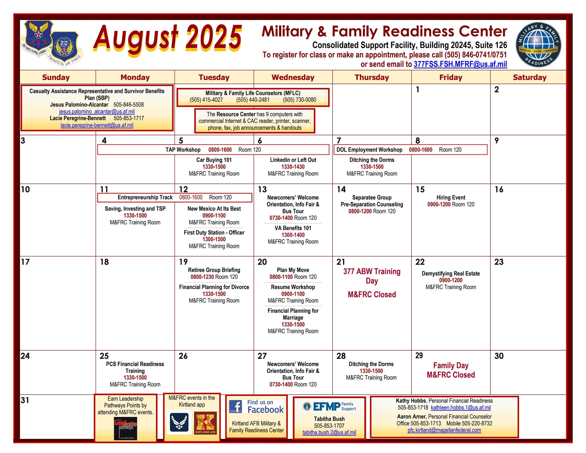 August 2025 M&FRC Calendar by 377 FSS Marketing - Issuu