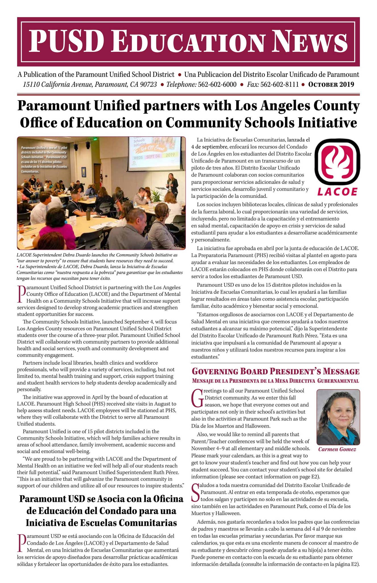 PUSD EYE October 2019 by City of Paramount - Issuu