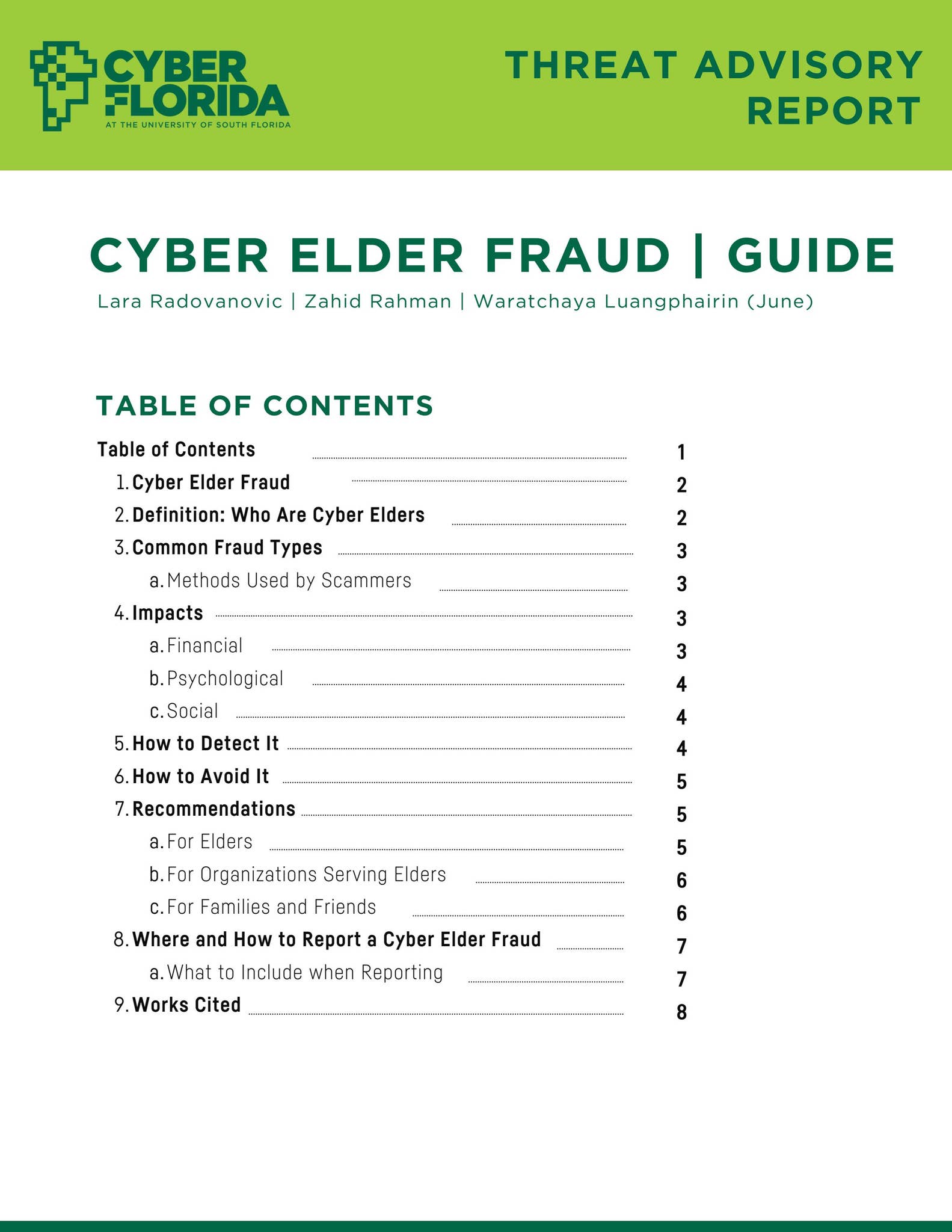 Cyber Elder Fraud Guide by Cyber Florida: The Florida Center for ...
