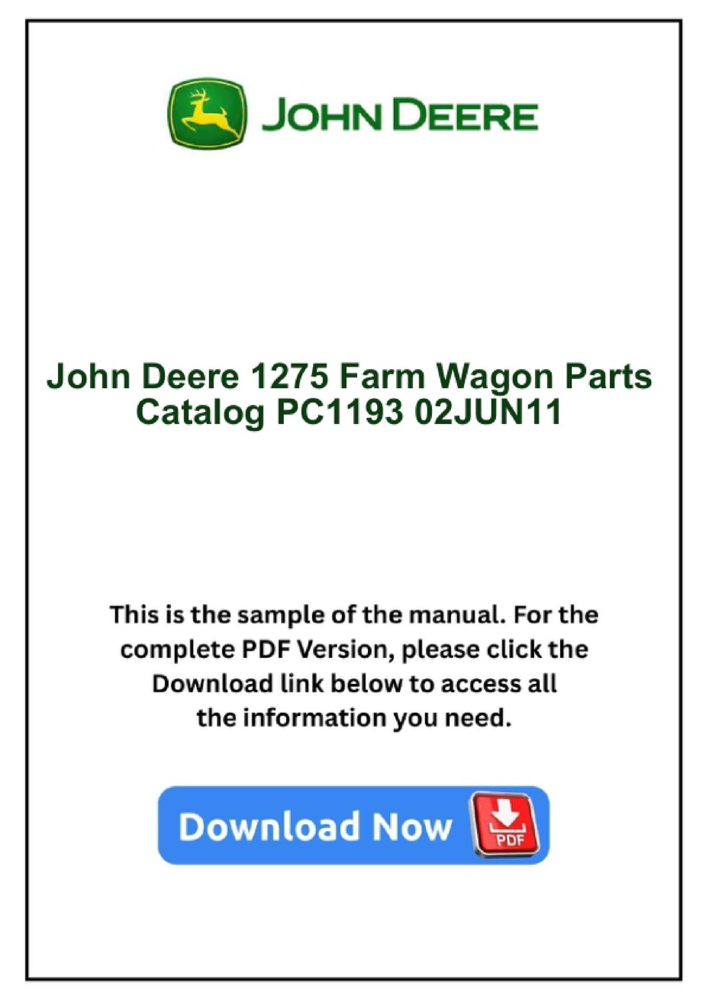John Deere 1275 Farm Wagon Parts Catalog PC1193 02JUN11 by manualgroup ...