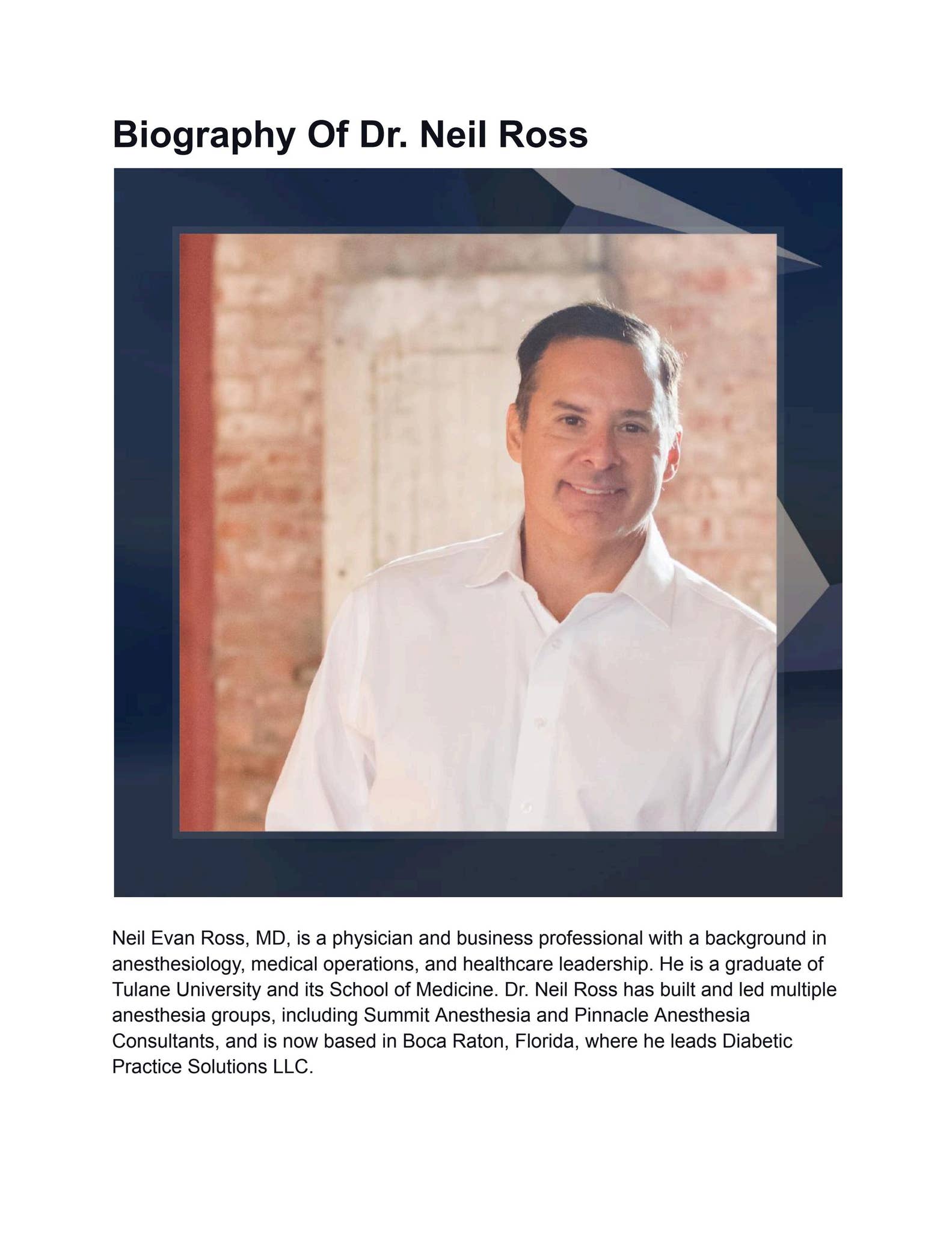 Biography Of Dr. Neil Ross by Dr. Neil Ross - Issuu