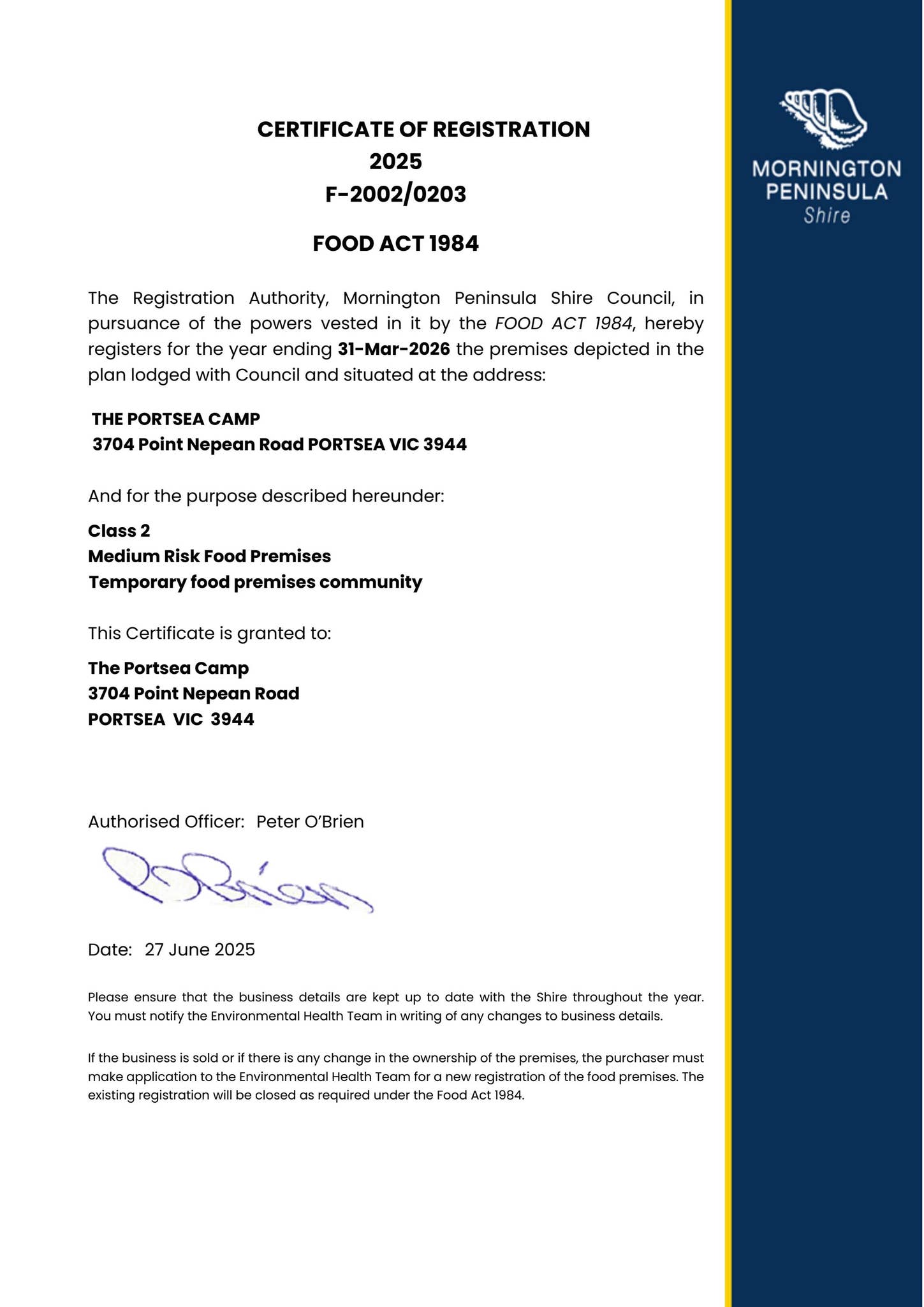 Certificate of Food Registration by theportseacmp - Issuu