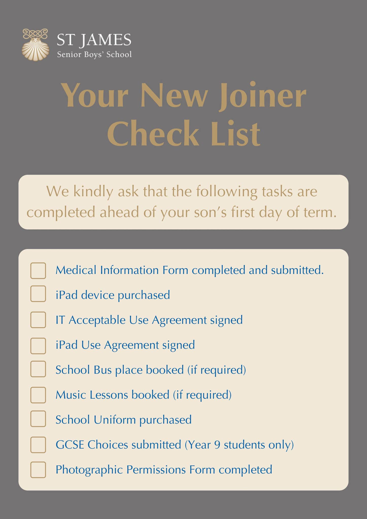 Your New Joiner Check List by St James Schools - Issuu