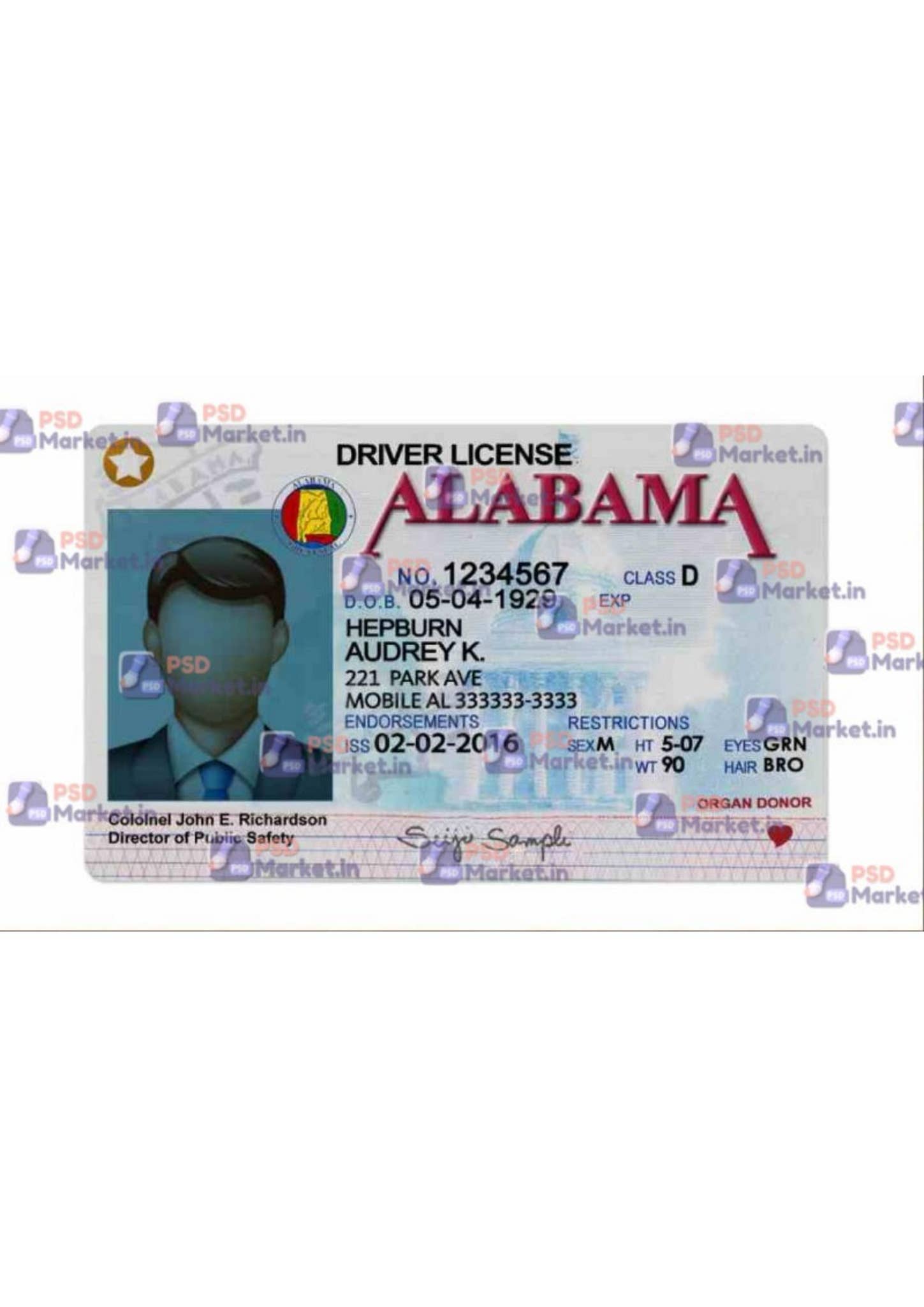 Alabama Drivers License (Front & Back) Template (V2) by editable ...