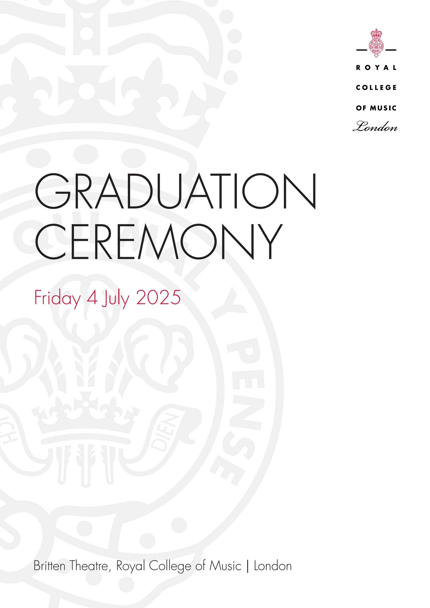 RCM Graduation Programme 2025 by Royal College of Music - Issuu
