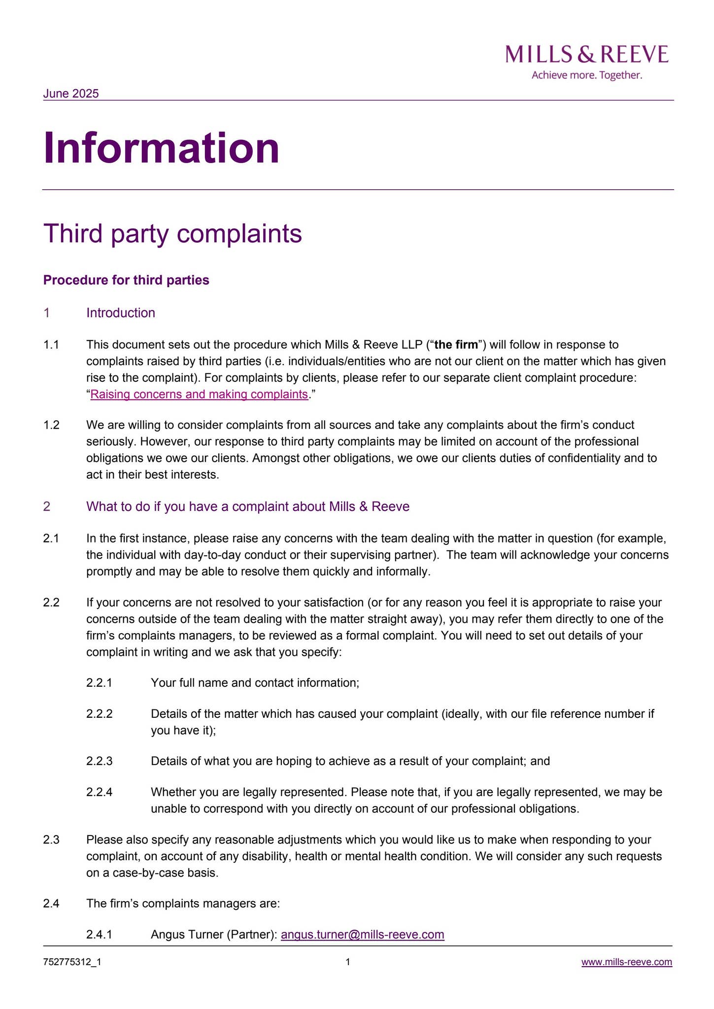 Third party complaints policy by millsandreeve - Issuu