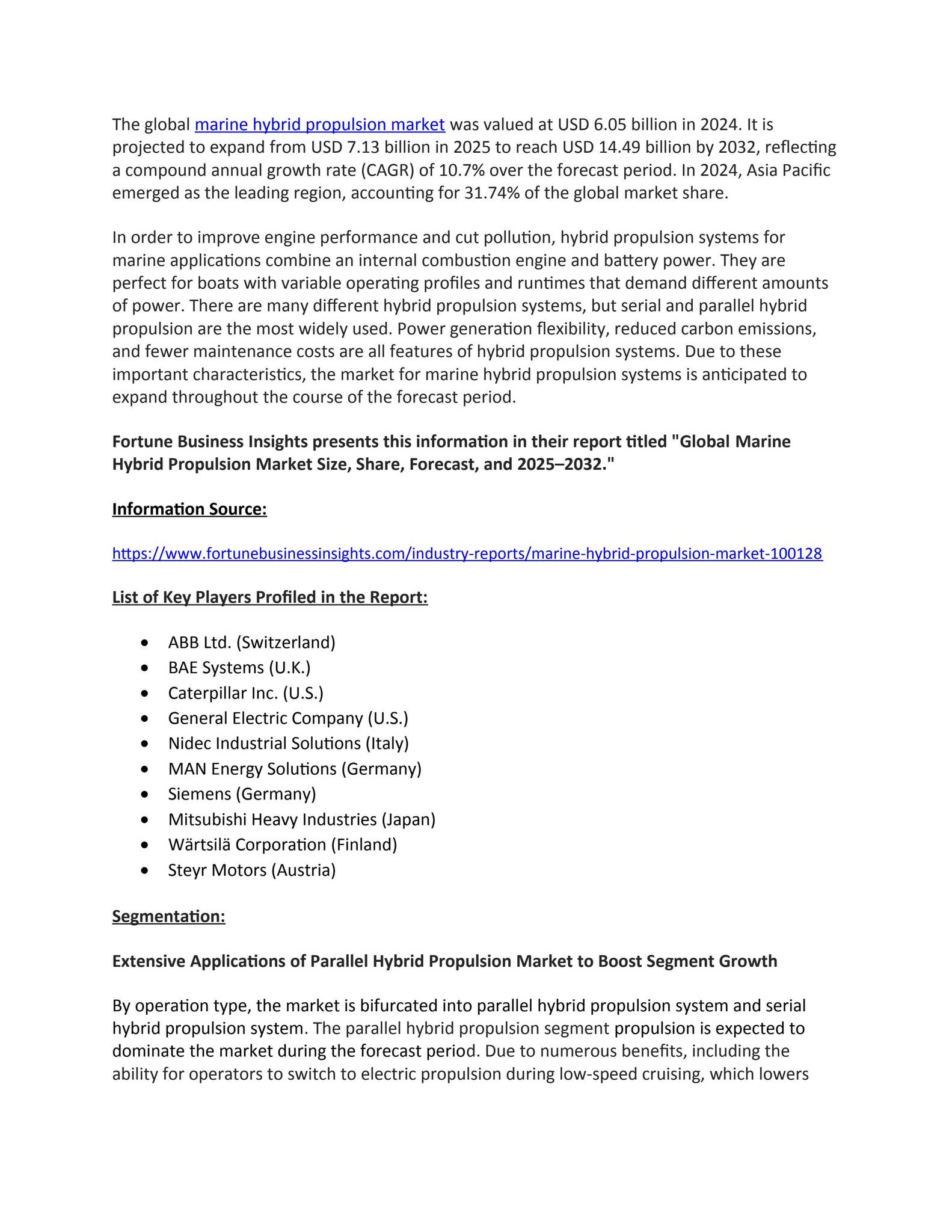 Marine Hybrid Propulsion Market by Alisa Watson - Issuu