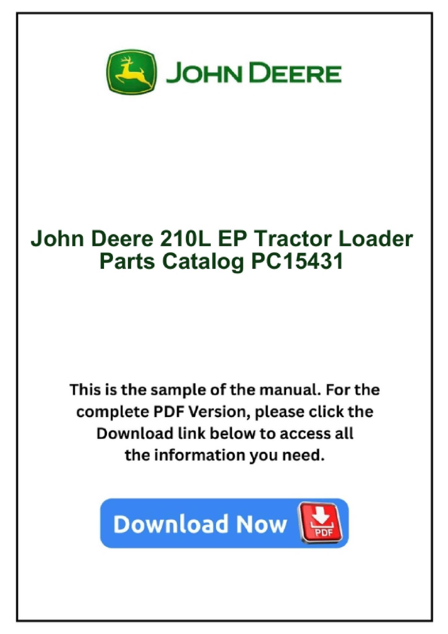 John Deere 210L EP Tractor Loader Parts Catalog PC15431 by manualgroup ...