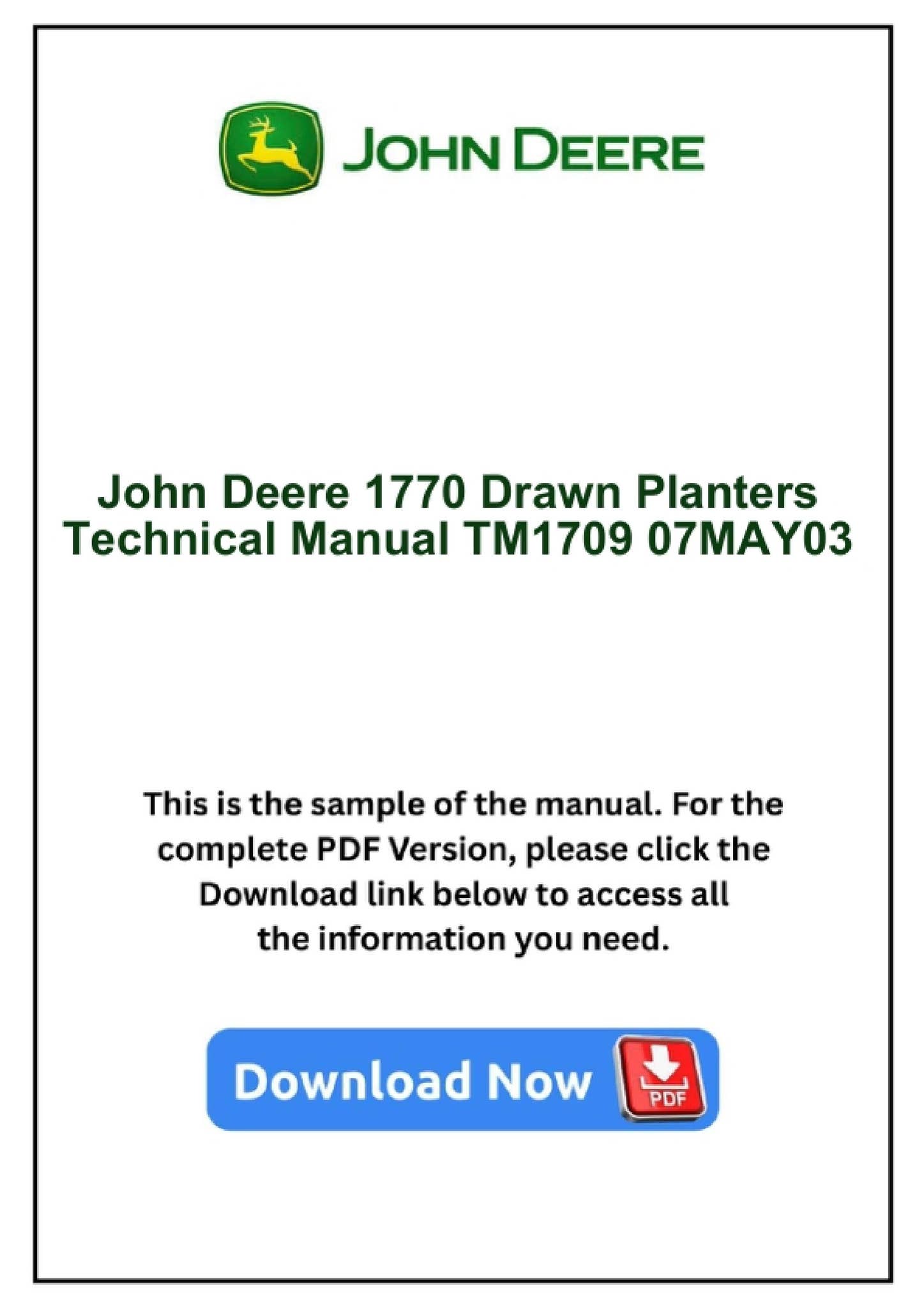 John Deere 1770 Drawn Planters Technical Manual TM1709 07MAY03 by ...