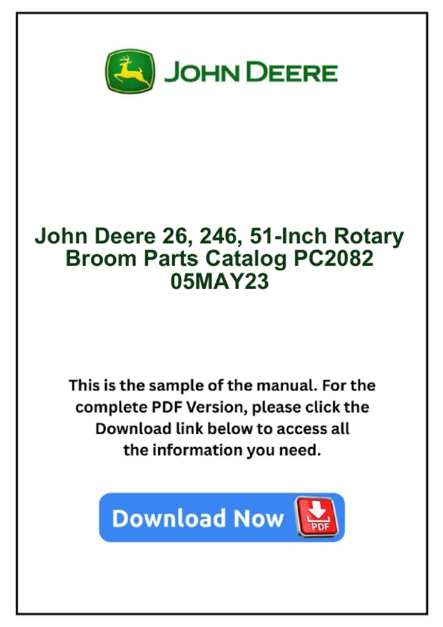 John Deere 26, 246, 51-Inch Rotary Broom Parts Catalog PC2082 05MAY23 ...