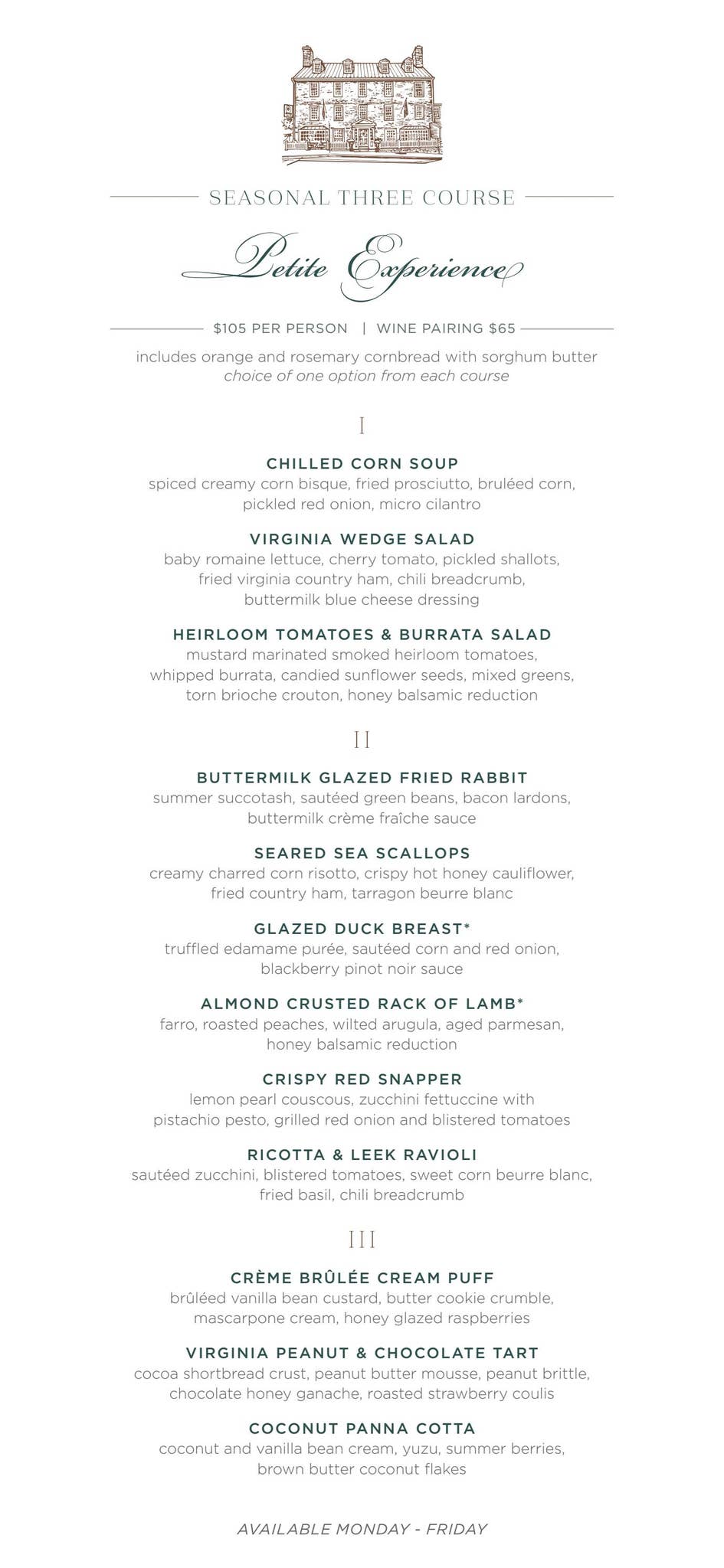 The Red Fox Inn & Tavern Three Course Petite Experience Menu by redfox ...