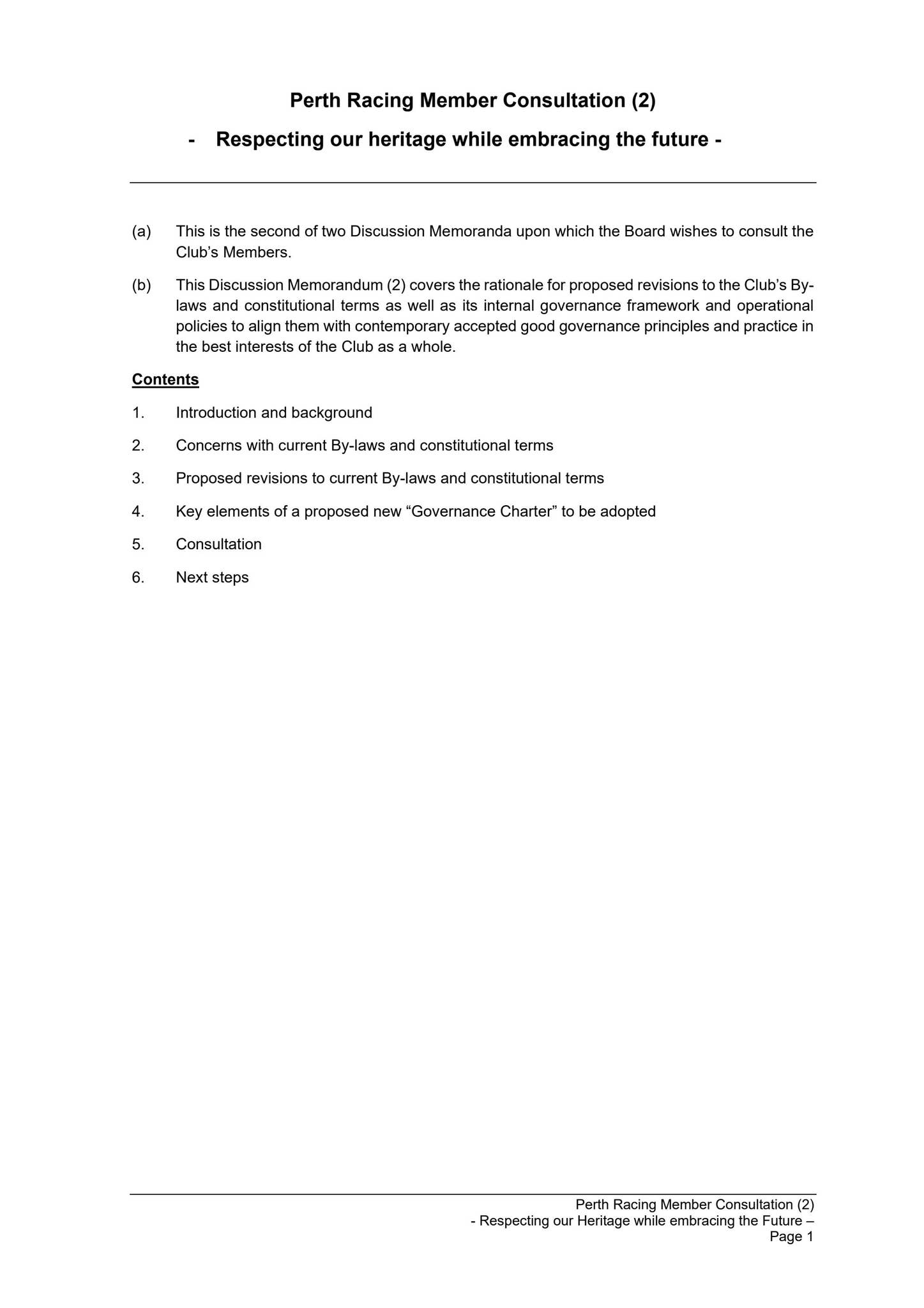 Perth Racing Member Consultation (2) - Respecting our Heritage while ...