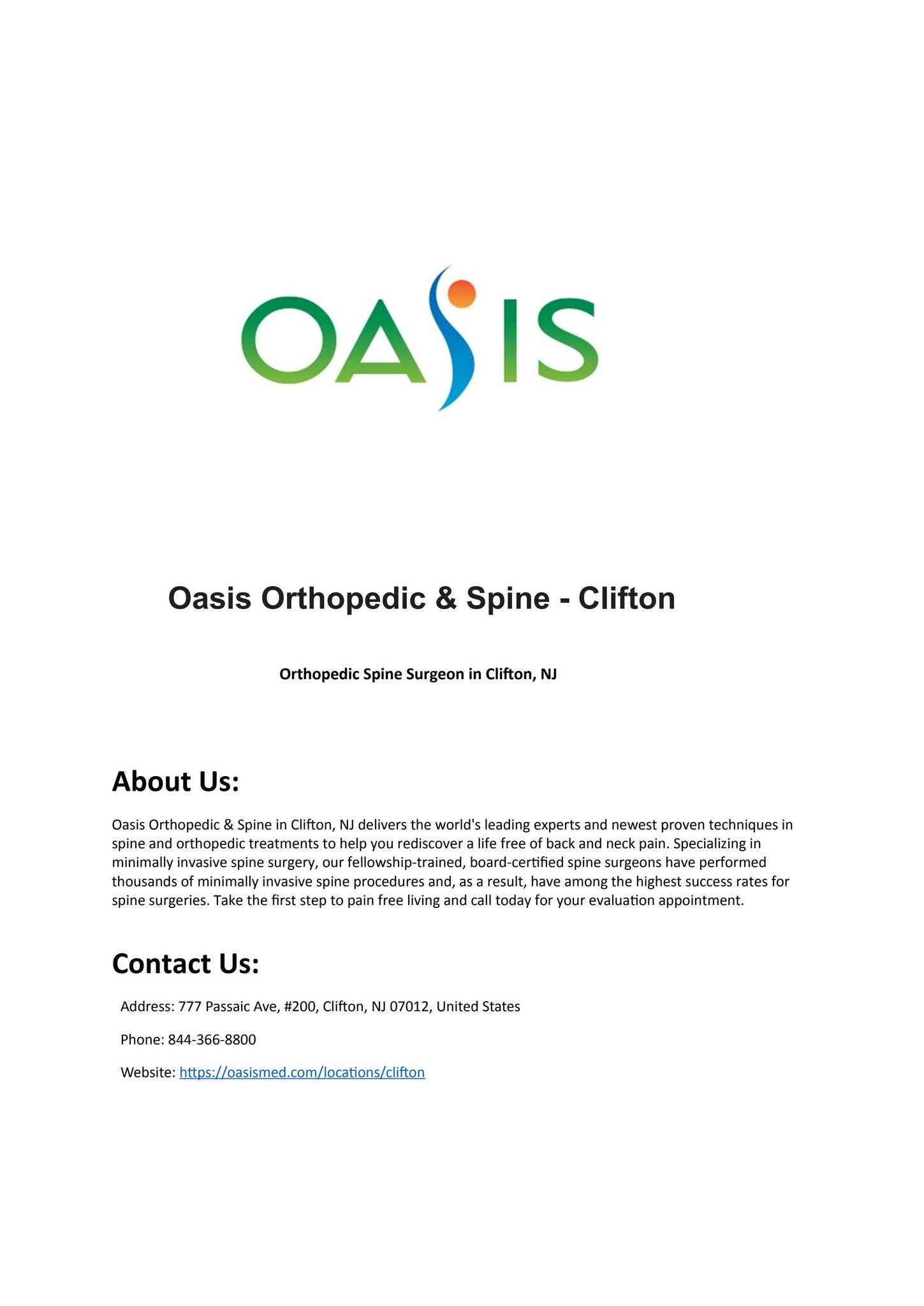 Oasis Orthopedic & Spine - Clifton by Oasis Orthopedic & Spine ...