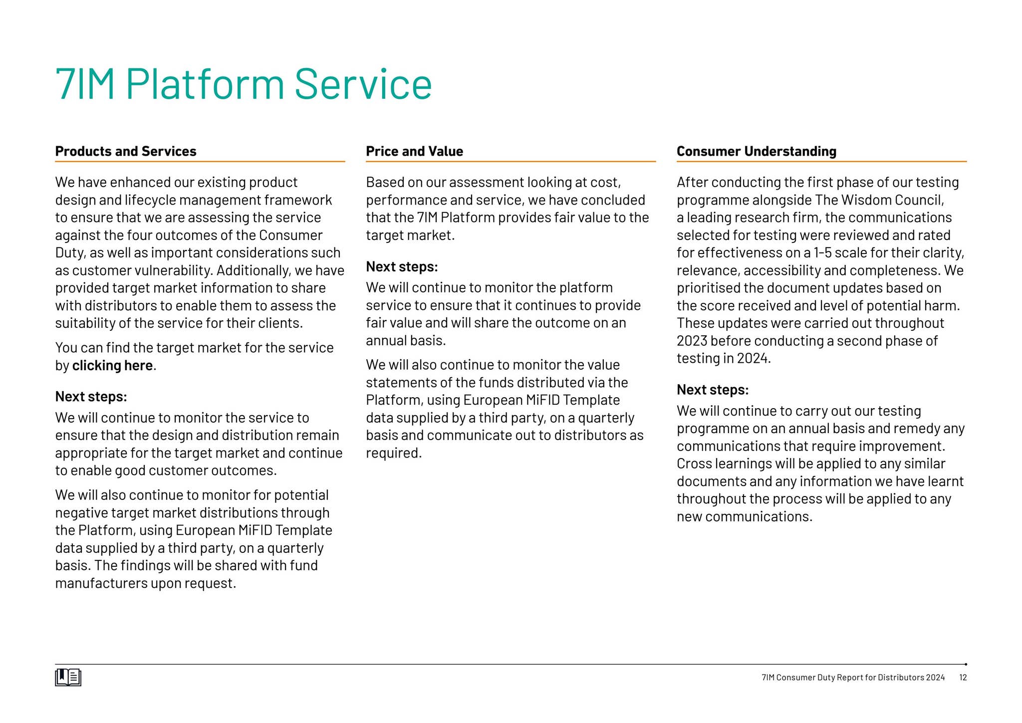 7IM: Consumer Duty Report for Distributors 2024 by Seven Investment ...