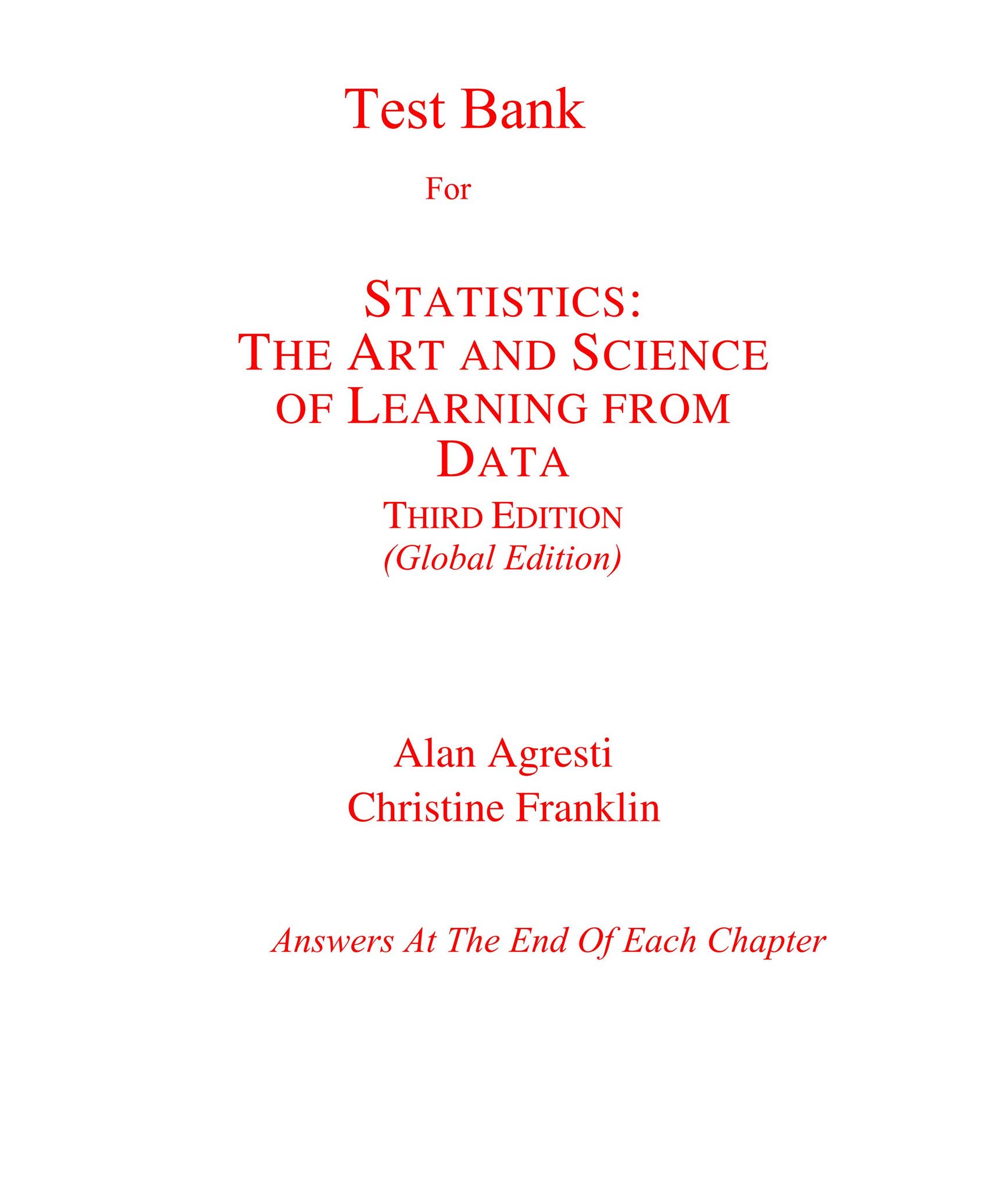 Statistics; The Art and Science of Learning from Data 3rd Global ...