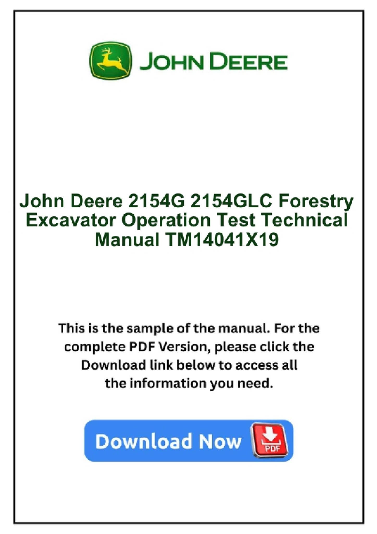John Deere 2154G 2154GLC Forestry Excavator Operation Test Technical ...