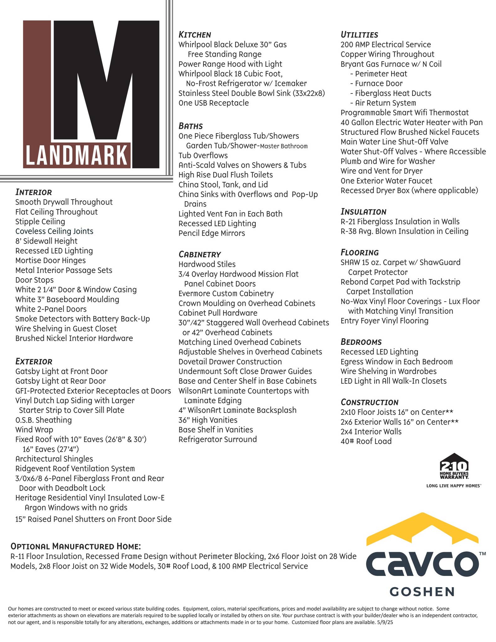 Commodore Homes of Indiana | LandMark Standard Features by Commodore ...