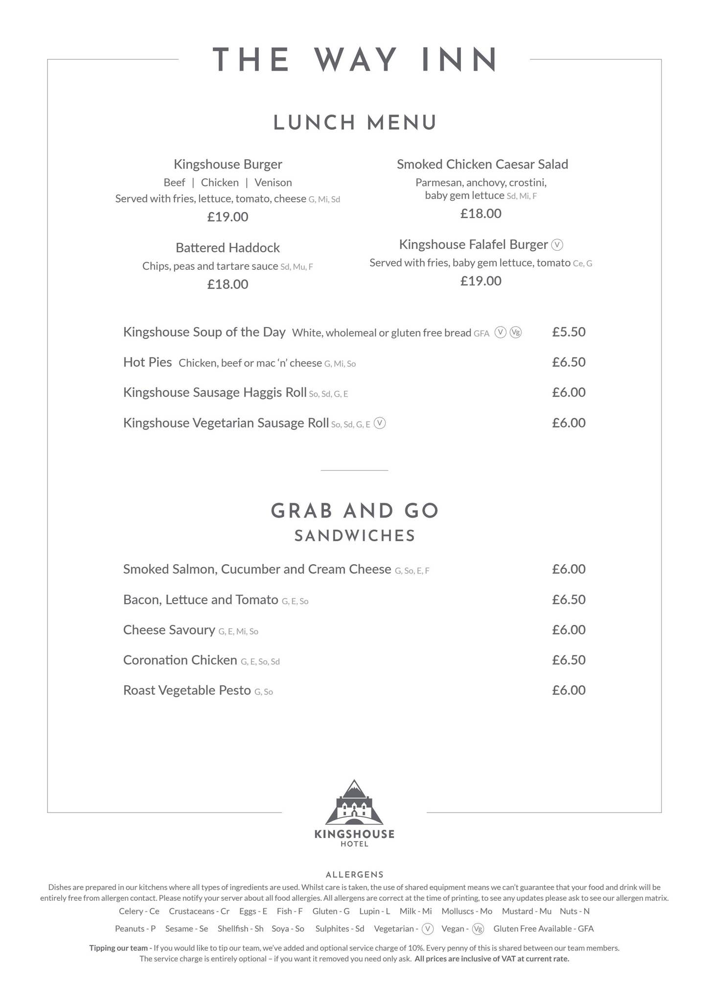 The Way Inn | Lunch Menu | Kingshouse Hotel by Crieff Hydro Family of ...