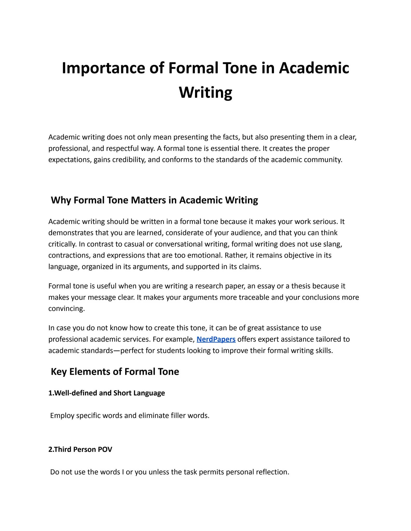 Importance of Formal Tone in Academic Writing by nerdpaper - Issuu