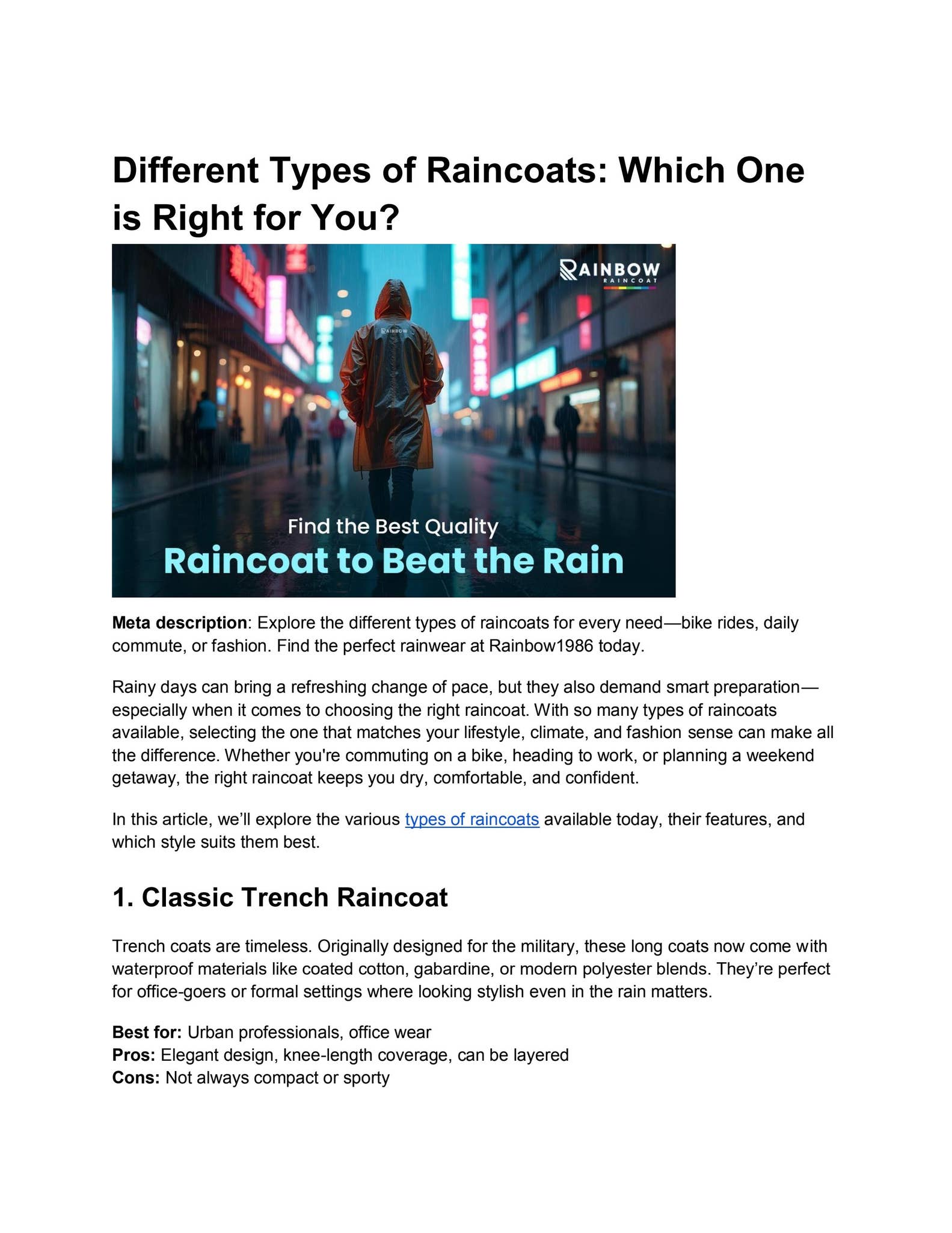 Different Types of Raincoats_ Which One is Right for You by rainbow - Issuu