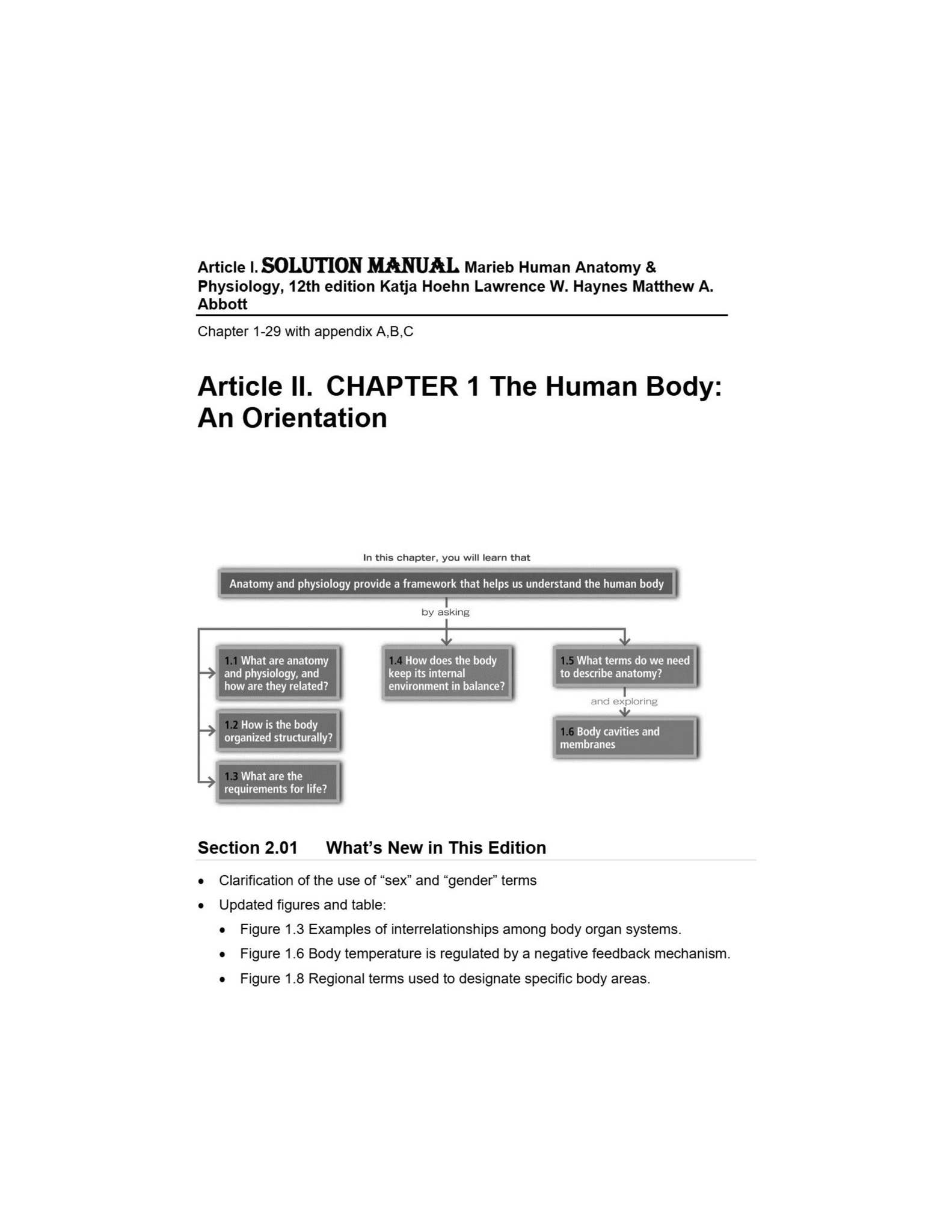 Solution Manual for Marieb Human Anatomy & Physiology, 12th edition ...