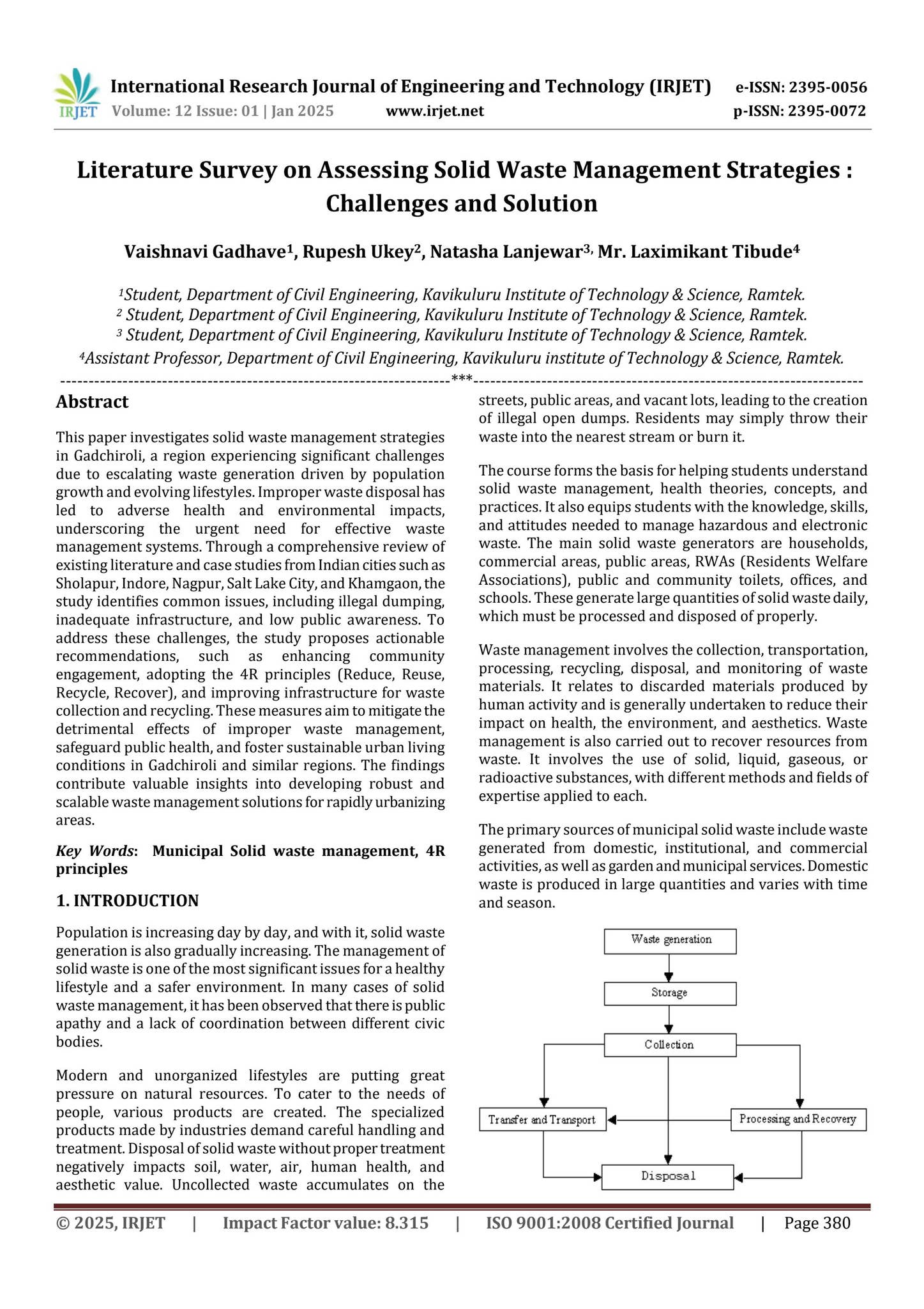 Literature Survey on Assessing Solid Waste Management Strategies ...
