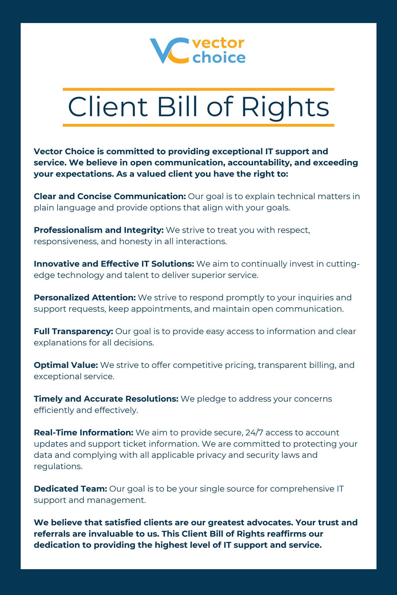 Client Bill of Rights by Vector Choice Technologies - Issuu