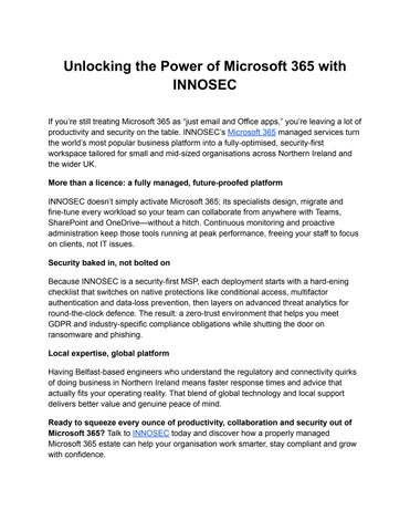 Unlocking the Power of Microsoft 365 with INNOSEC by innosecit - Issuu