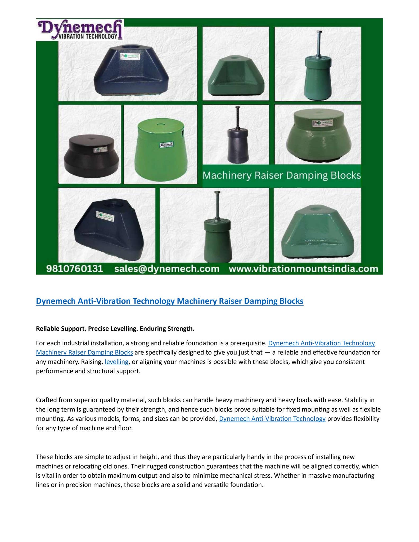 Dynemech Anti-Vibration Technology Machinery Raiser Damping Blocks by ...