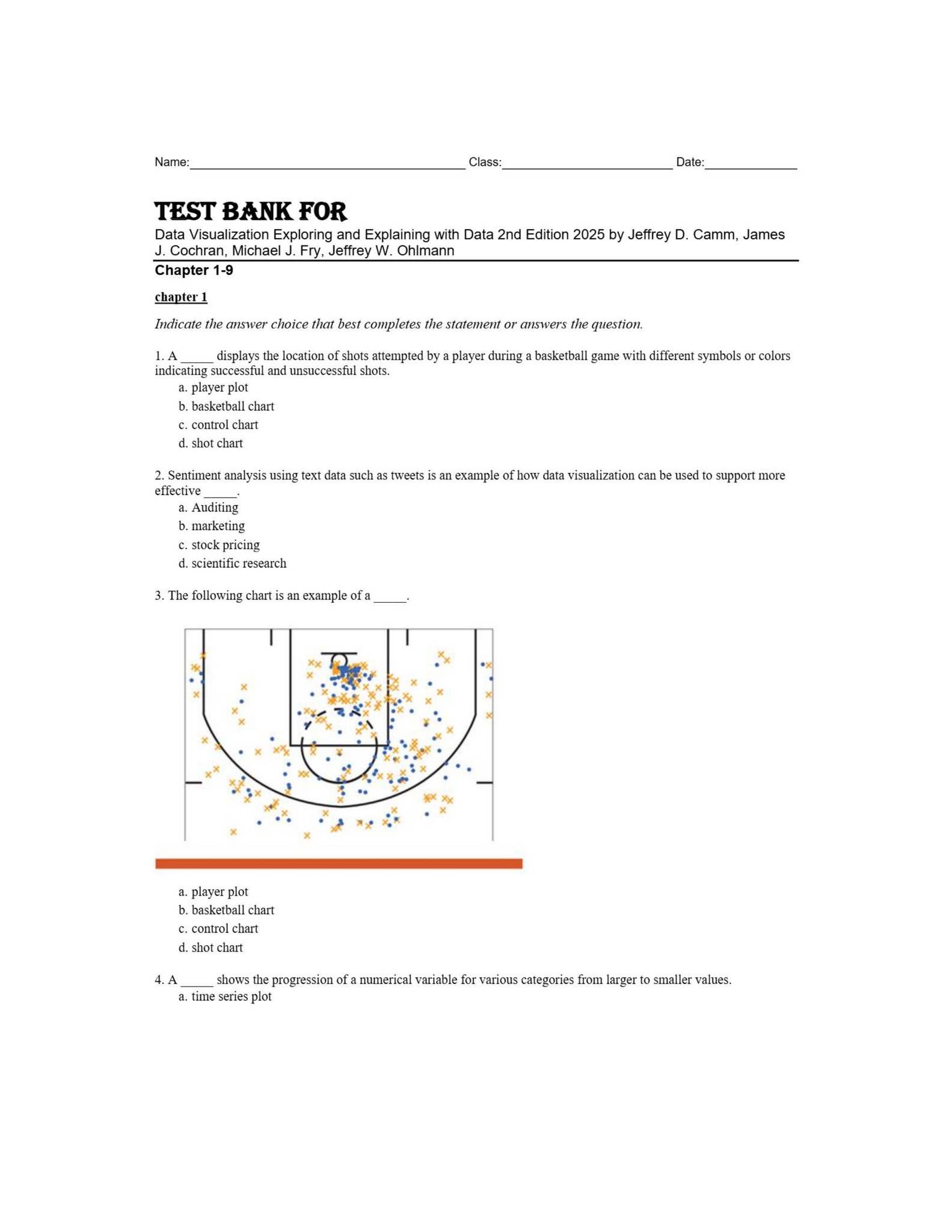 Test Bank For Data Visualization Exploring And Explaining With Data 2nd 9582