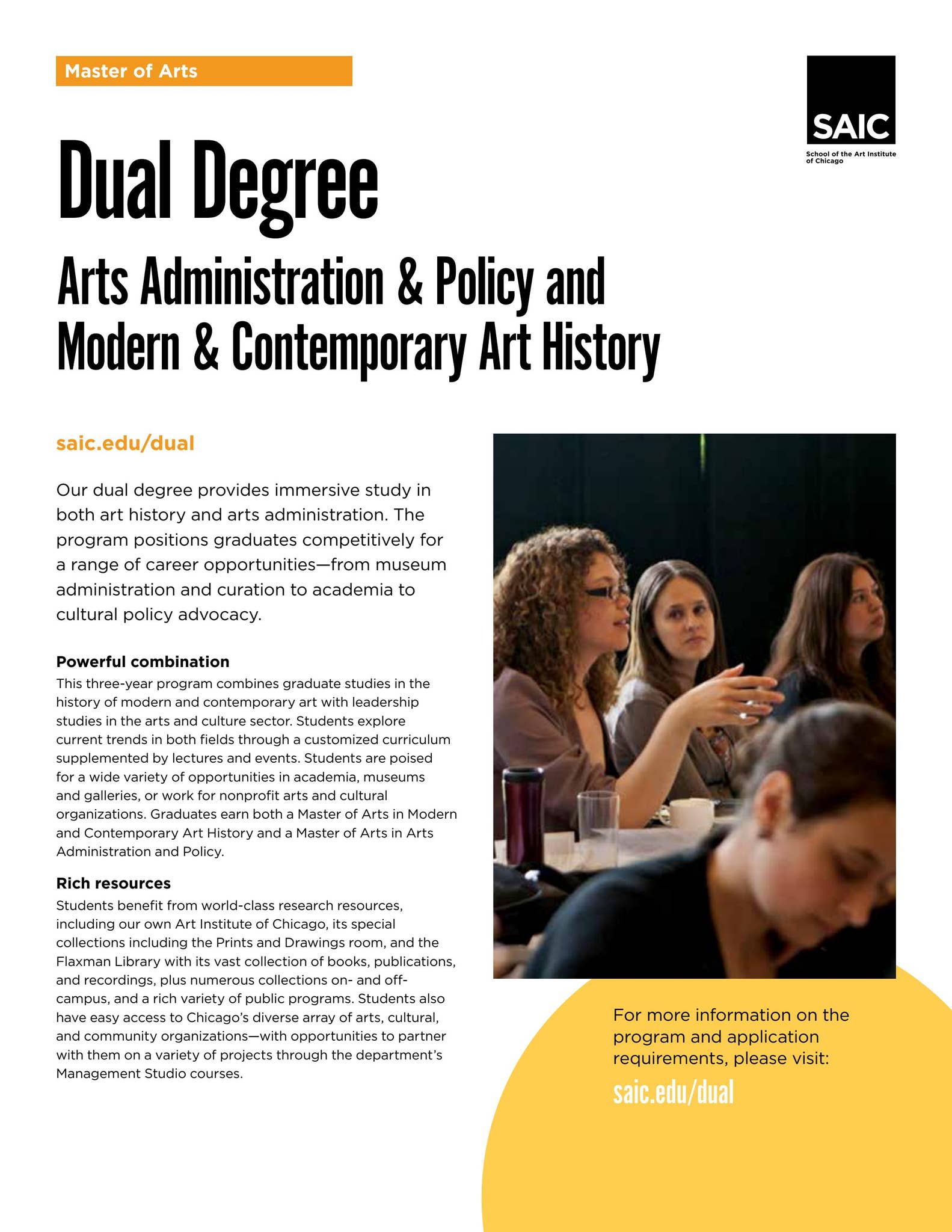 SAIC Dual Degree Brochure by School of the Art Institute of Chicago - Issuu