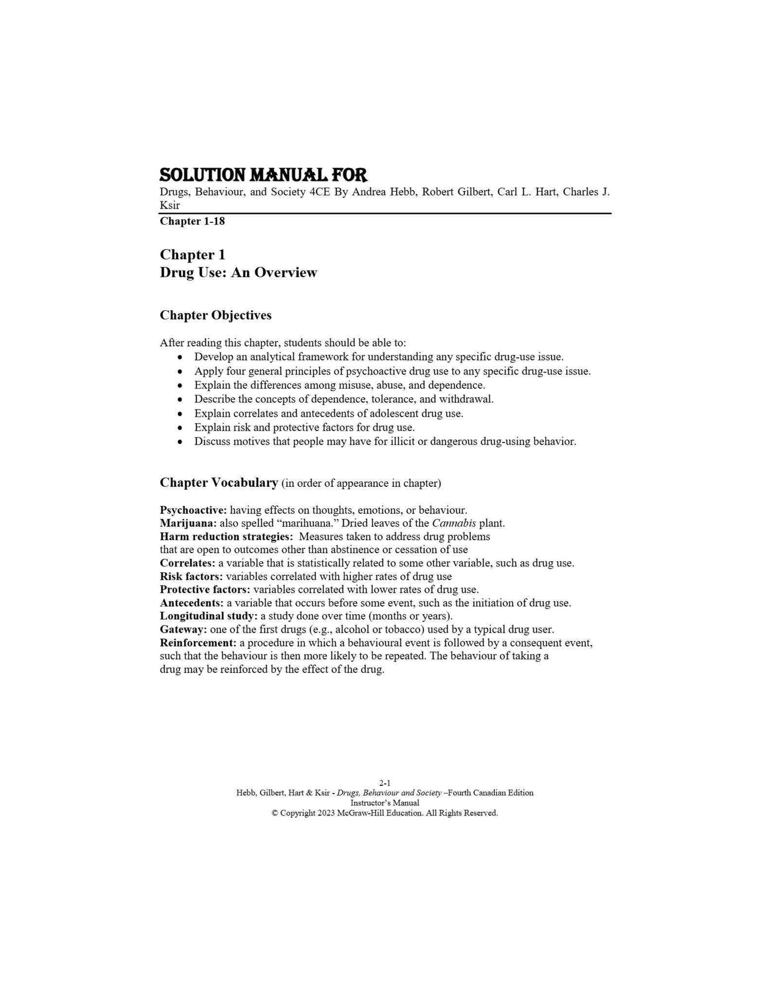 Solution Manual For Drugs, Behaviour, and Society 4th Canadian Edition ...