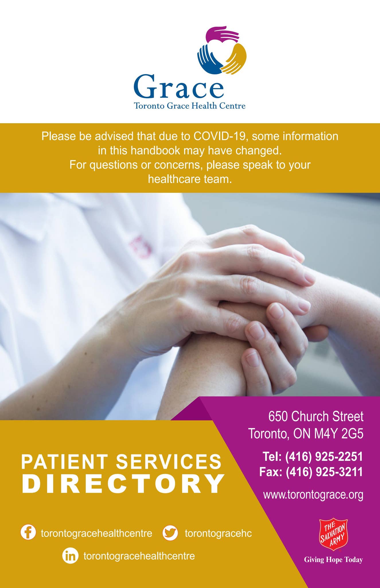 Toronto Grace Health Centre Patient Services Directory by Willow ...