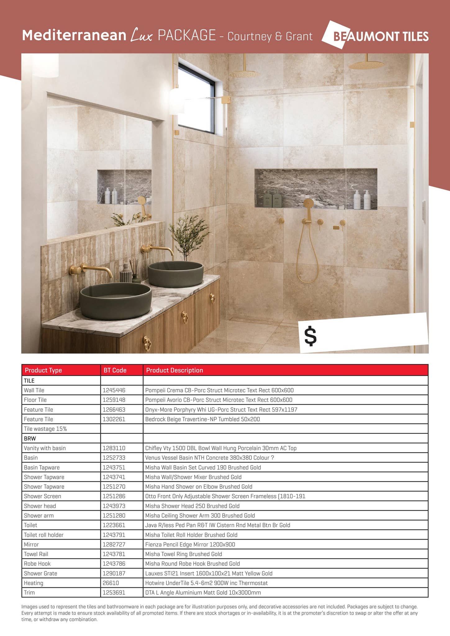 Complete Bathroom Packages Mediterranean Lux Package (The Block 2024 ...