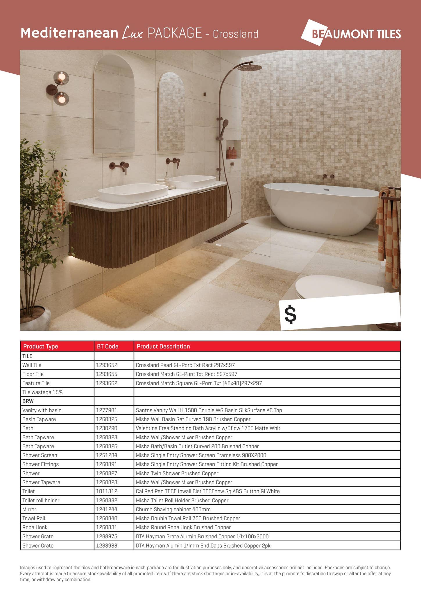 Complete Bathroom Packages - Mediterranean Lux Package (Crossland) by ...
