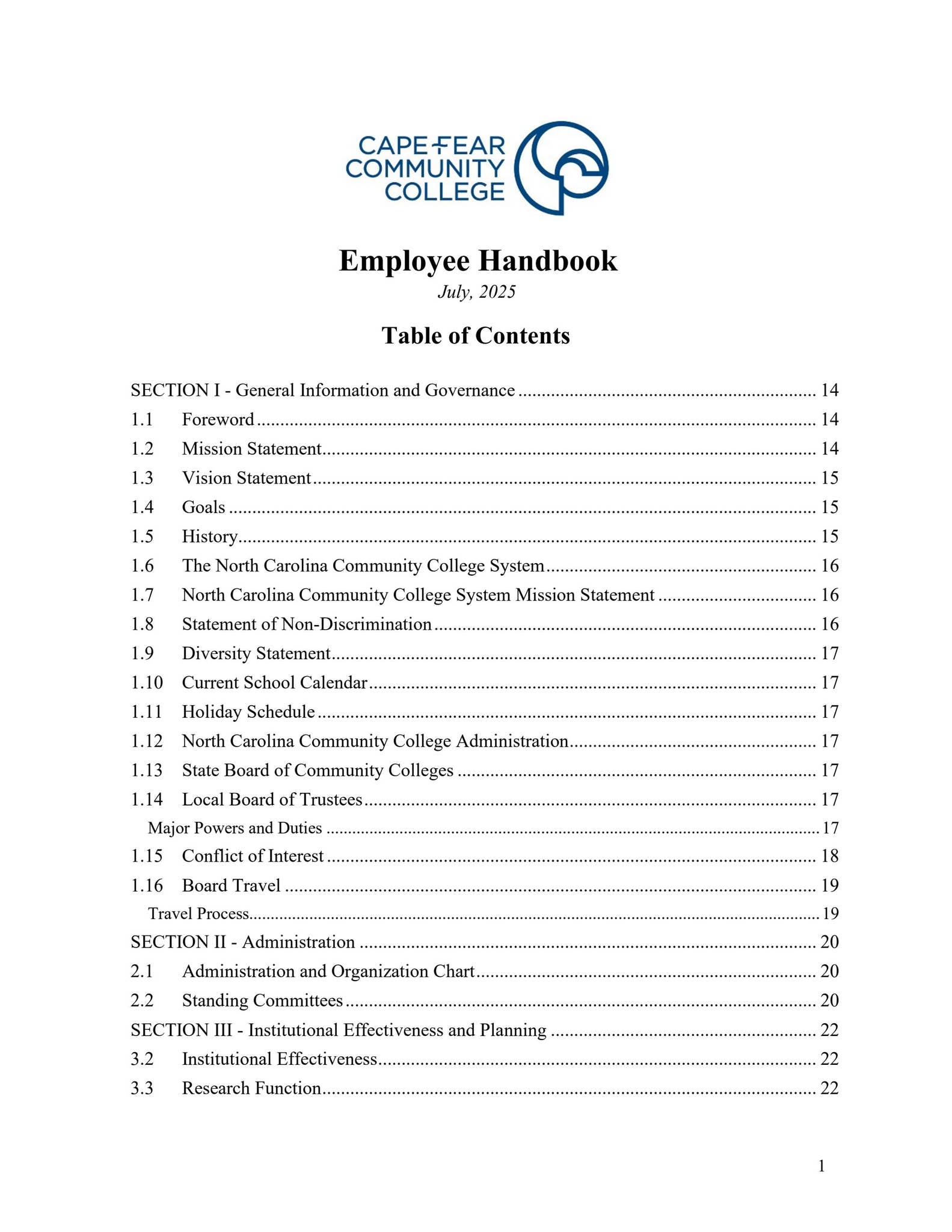 CFCC Employee Handbook by Cape Fear Community College - Issuu