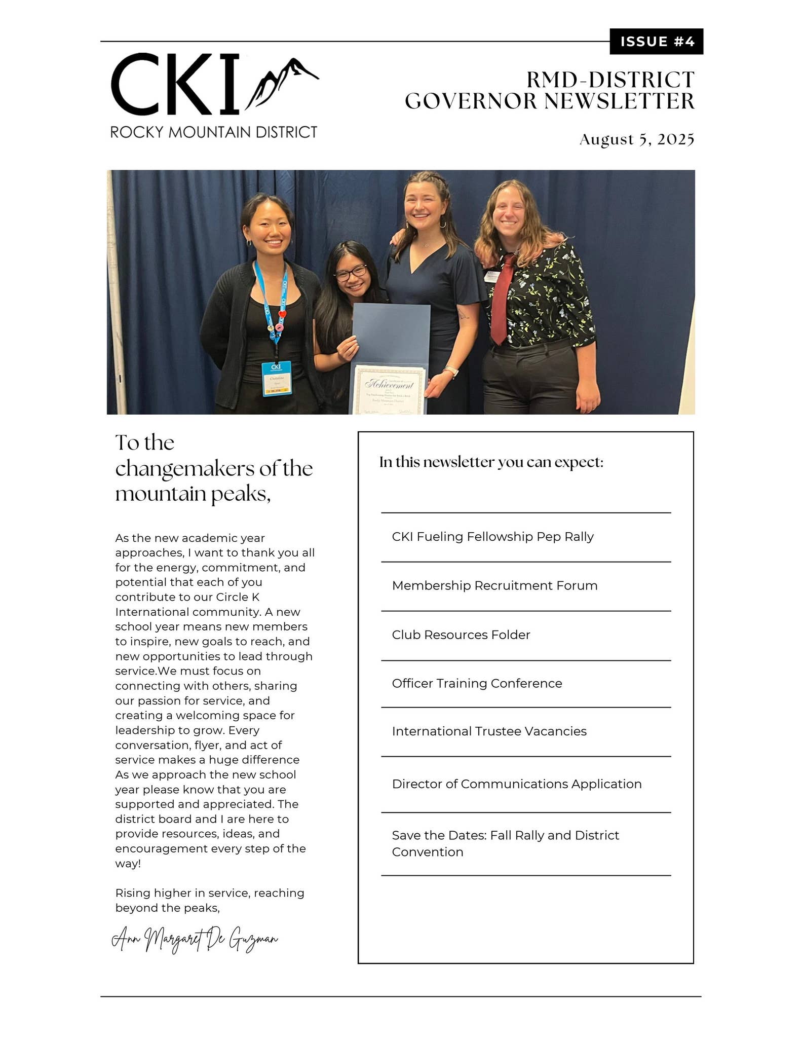 RMD DG August Newsletter 2025-2026 by ckirmd - Issuu