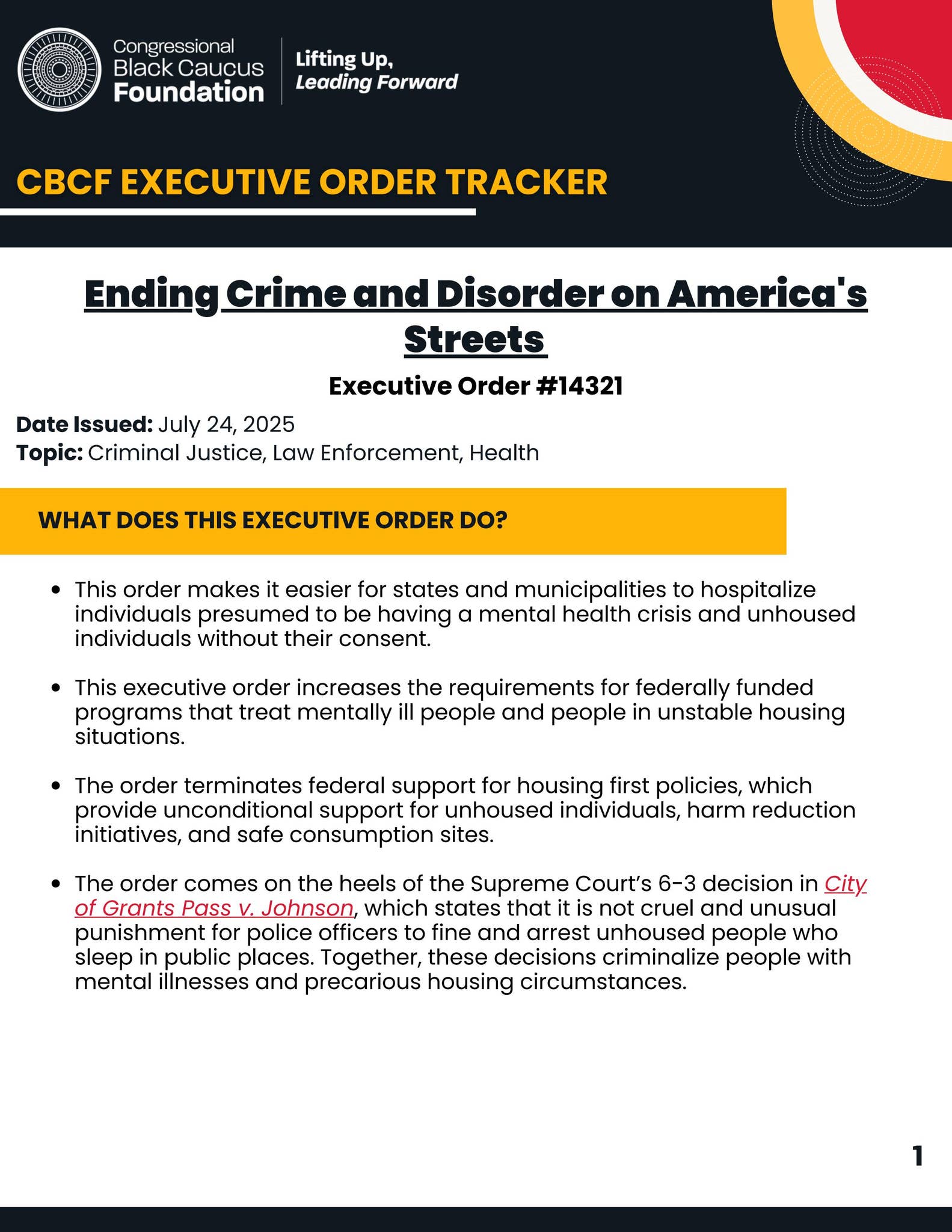 Ending Crime and Disorder on America's Streets by Congressional Black ...