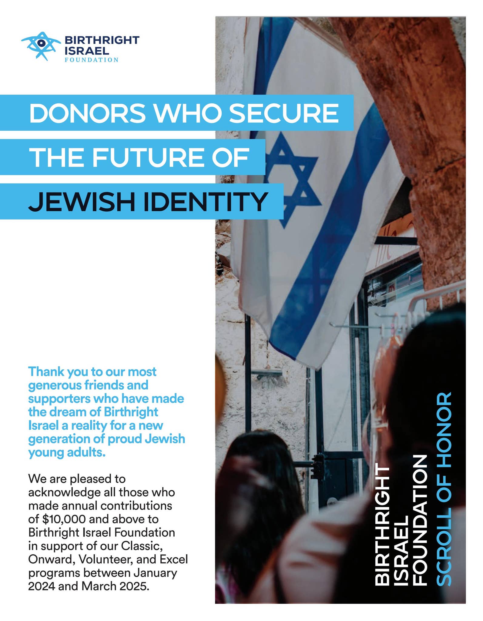 Donors Who Secure the Future of Jewish Identity: Birthright Israel ...