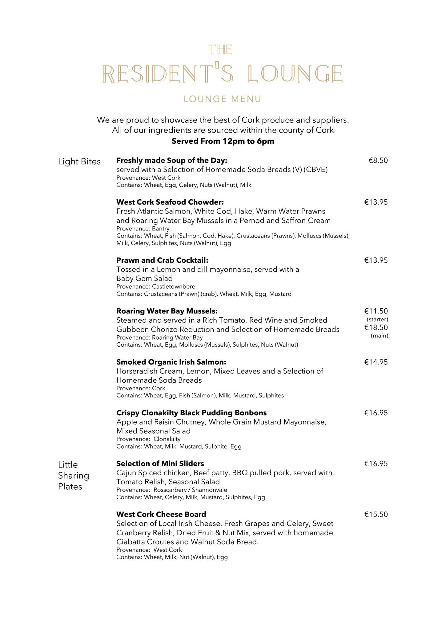 Resident's Lounge Menu by Inchydoney Island - Issuu