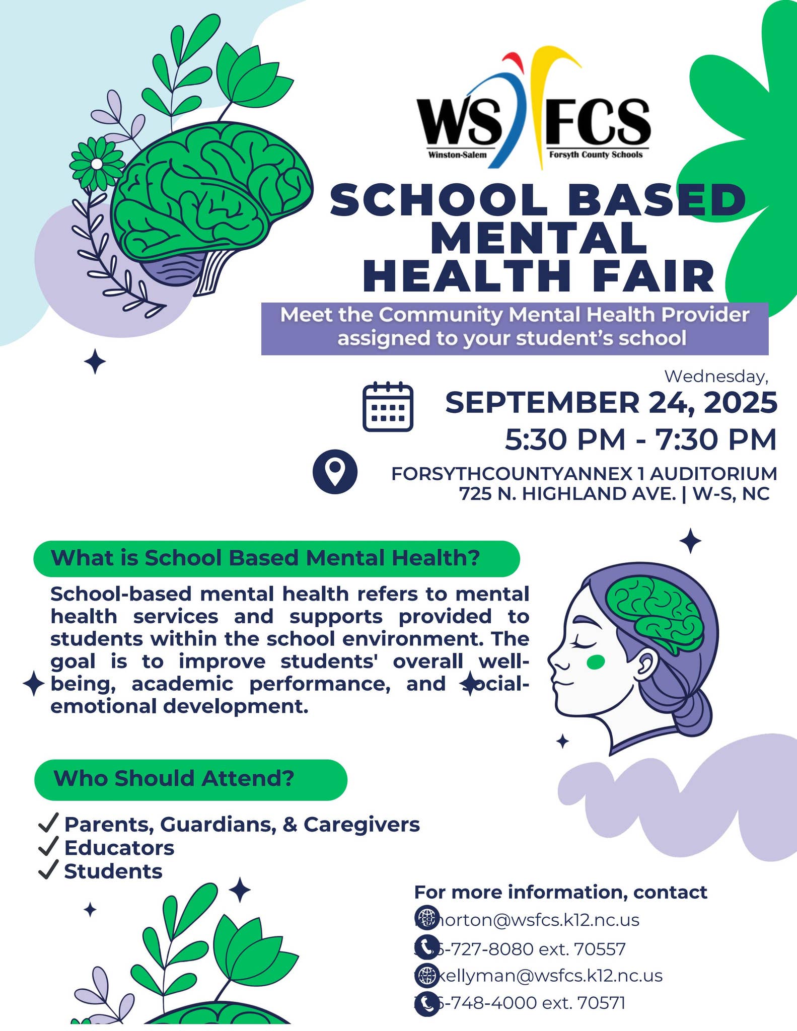 WSFCS Mental Health Fair ENGSPA Flyer by Crosby Scholars Community ...