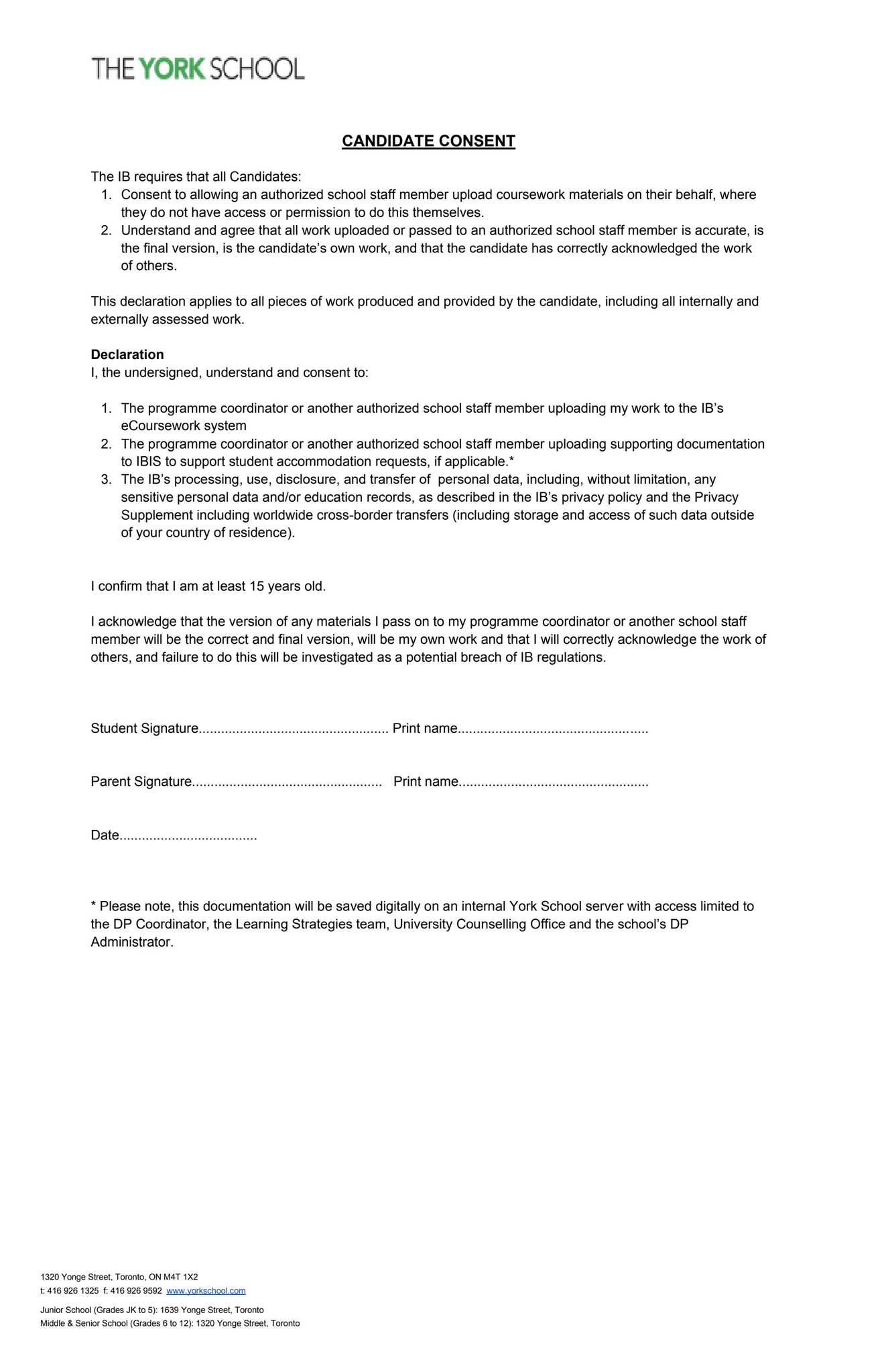 IB Candidate consent form 2025 by The York School - Issuu