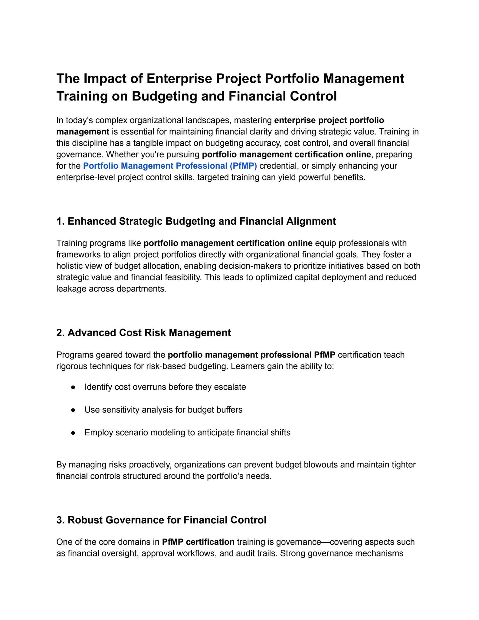 The Impact of Enterprise Project Portfolio Management Training on ...