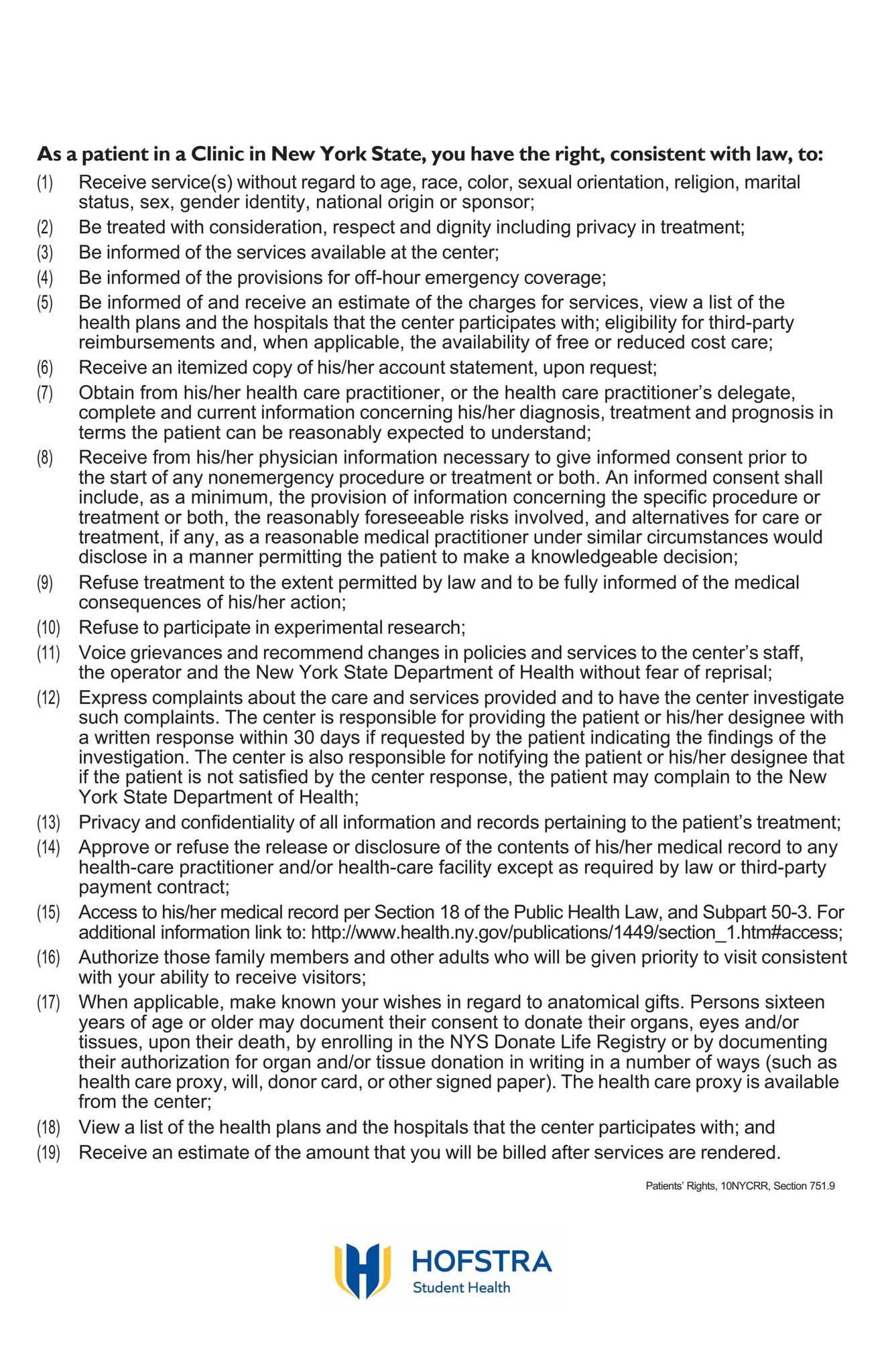 SHS Patients’ Bill of Rights for Diagnostic & Treatment Centers ...