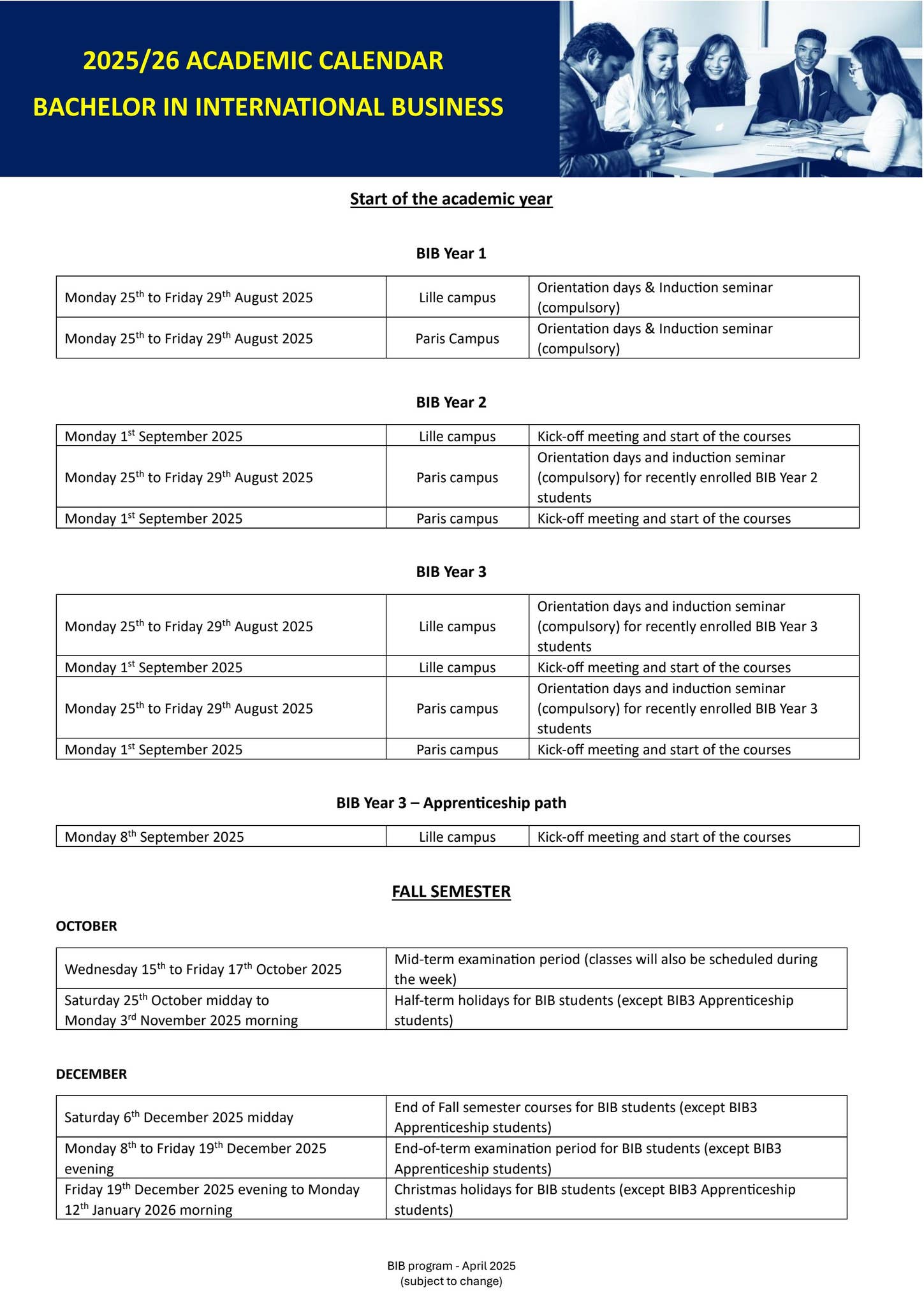 BIB Academic calendar 2025-2026 by IÉSEG - Issuu
