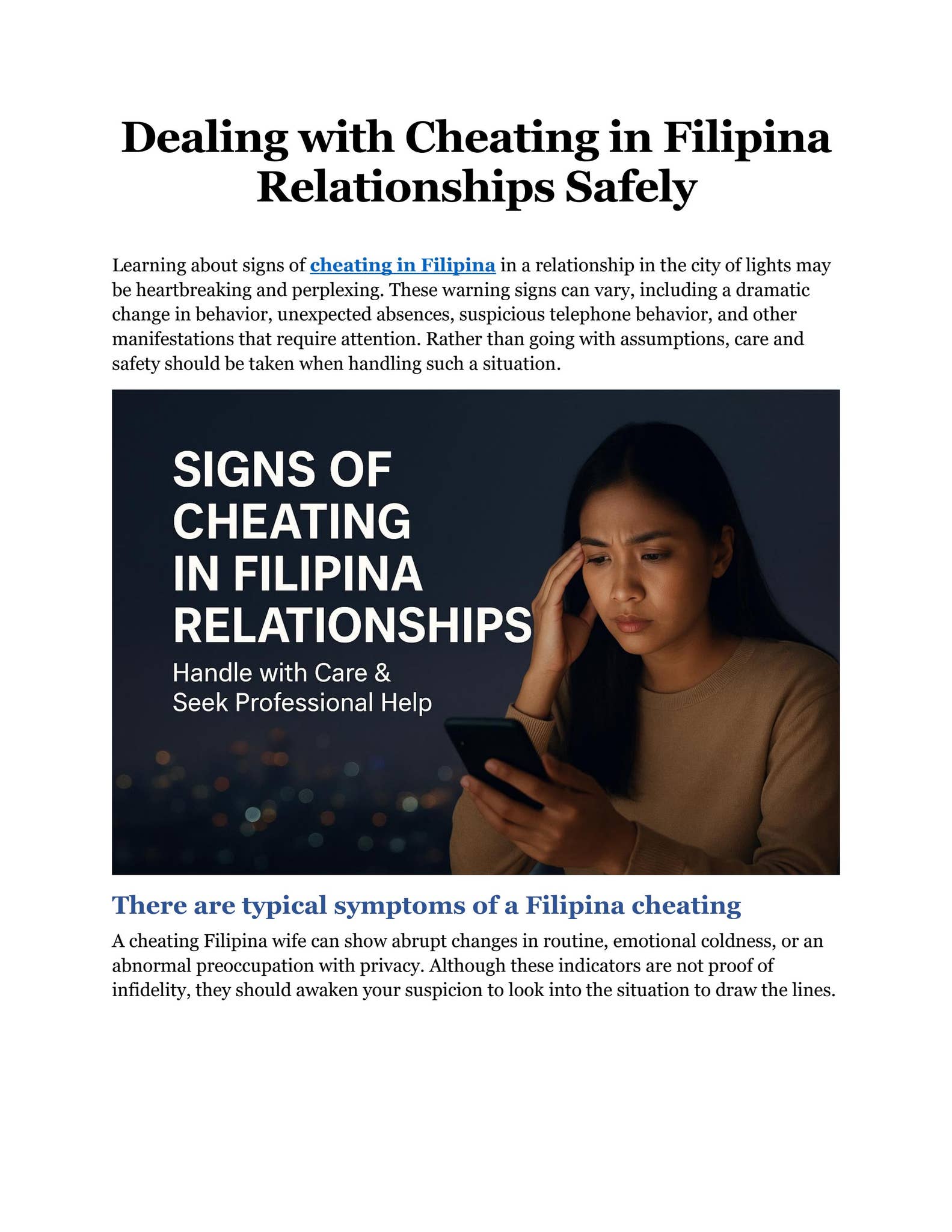 Dealing with Cheating in Filipina Relationships Safely by Philippines ...