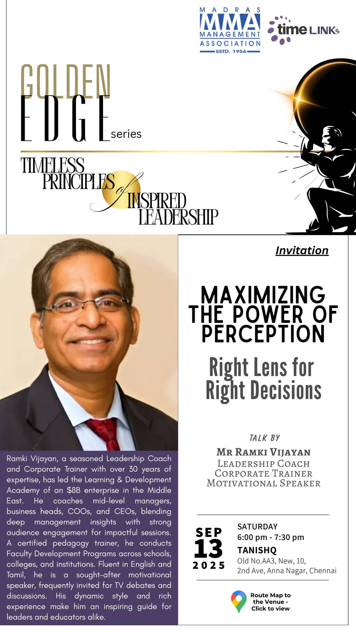 Maximizing The Power of Perception - 13 Sep 2025 at Tanishq by Madras ...