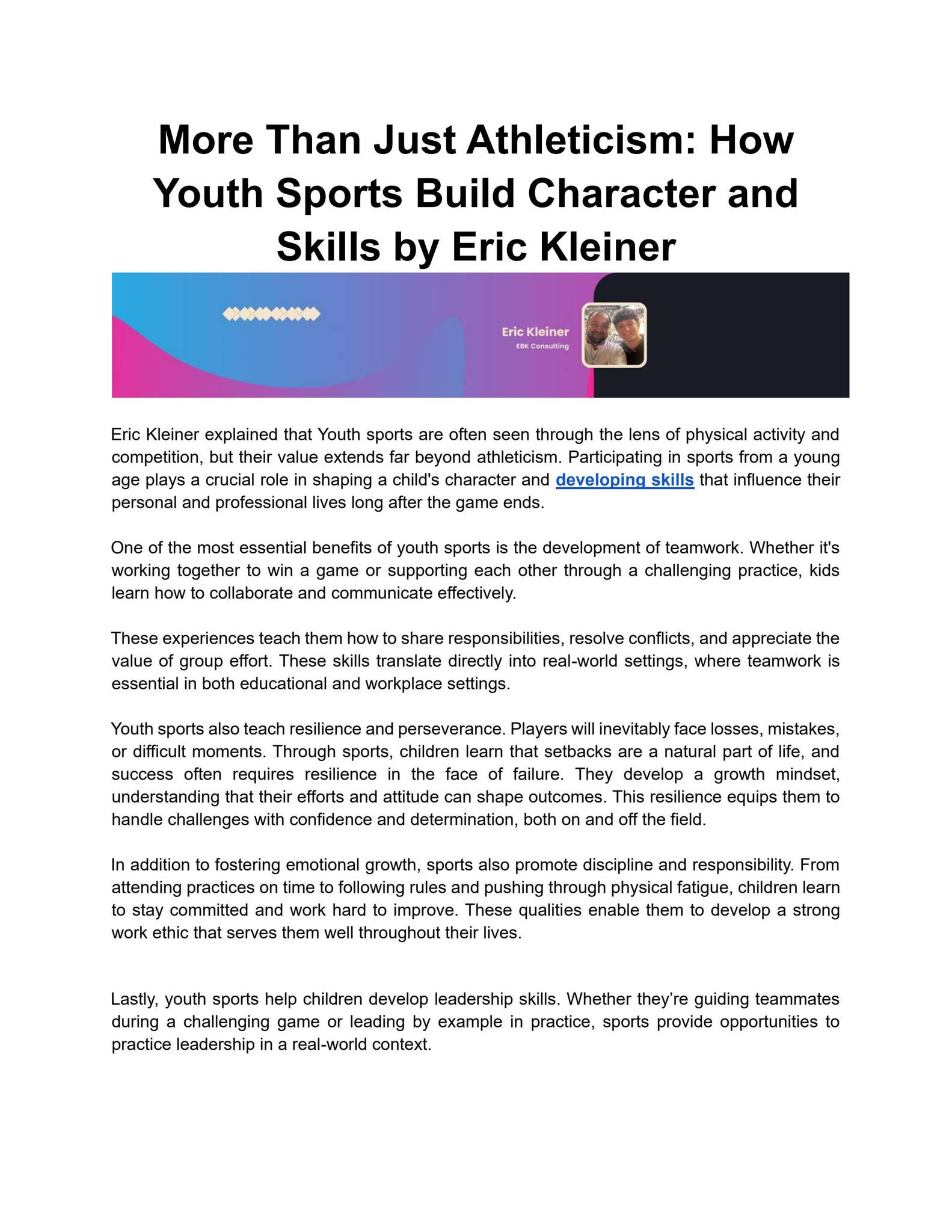 More Than Just Athleticism_ How Youth Sports Build Character and Skills ...