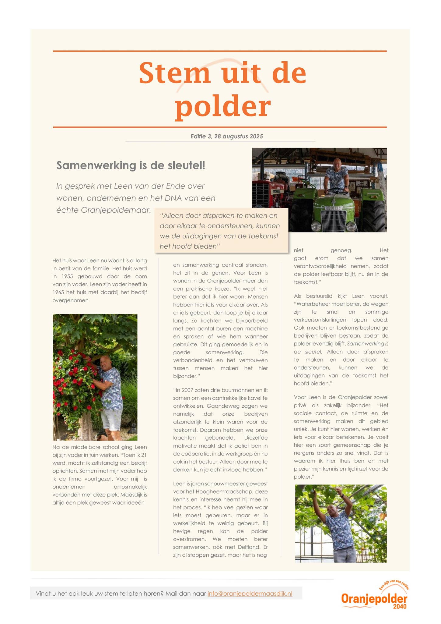 Stem uit de polder - Leen van der Ende by Oranjepolder Maasdijk - Issuu